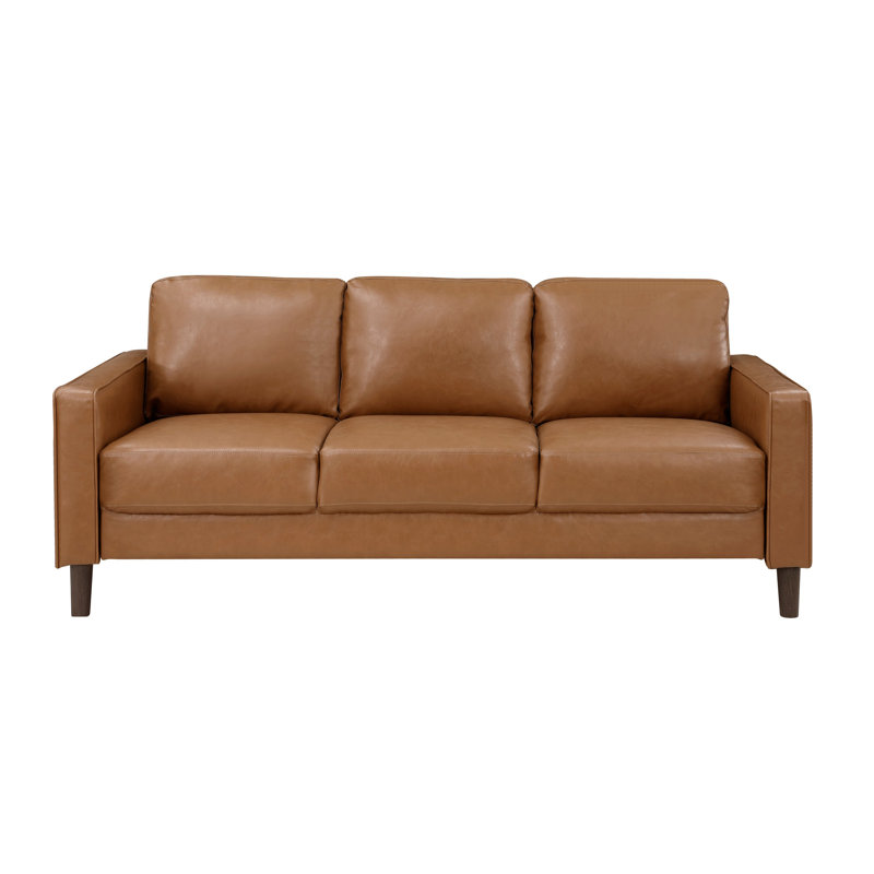 17 Stories Malcolm Brown Faux Leather Sofa | Wayfair