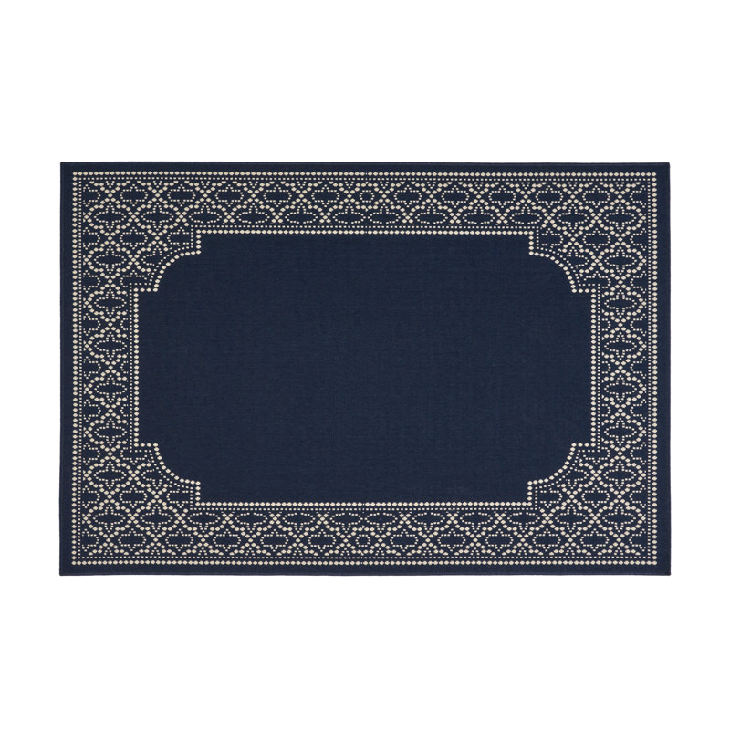 Bungalow Rose Tarbell Border Navy Area Rug & Reviews | Wayfair