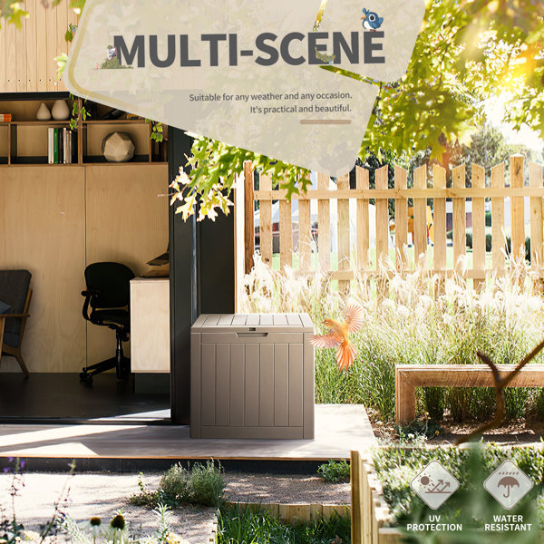 Homall 31 Gallons Gallon Water Resistant PVC Lockable Deck Box in Gray ...