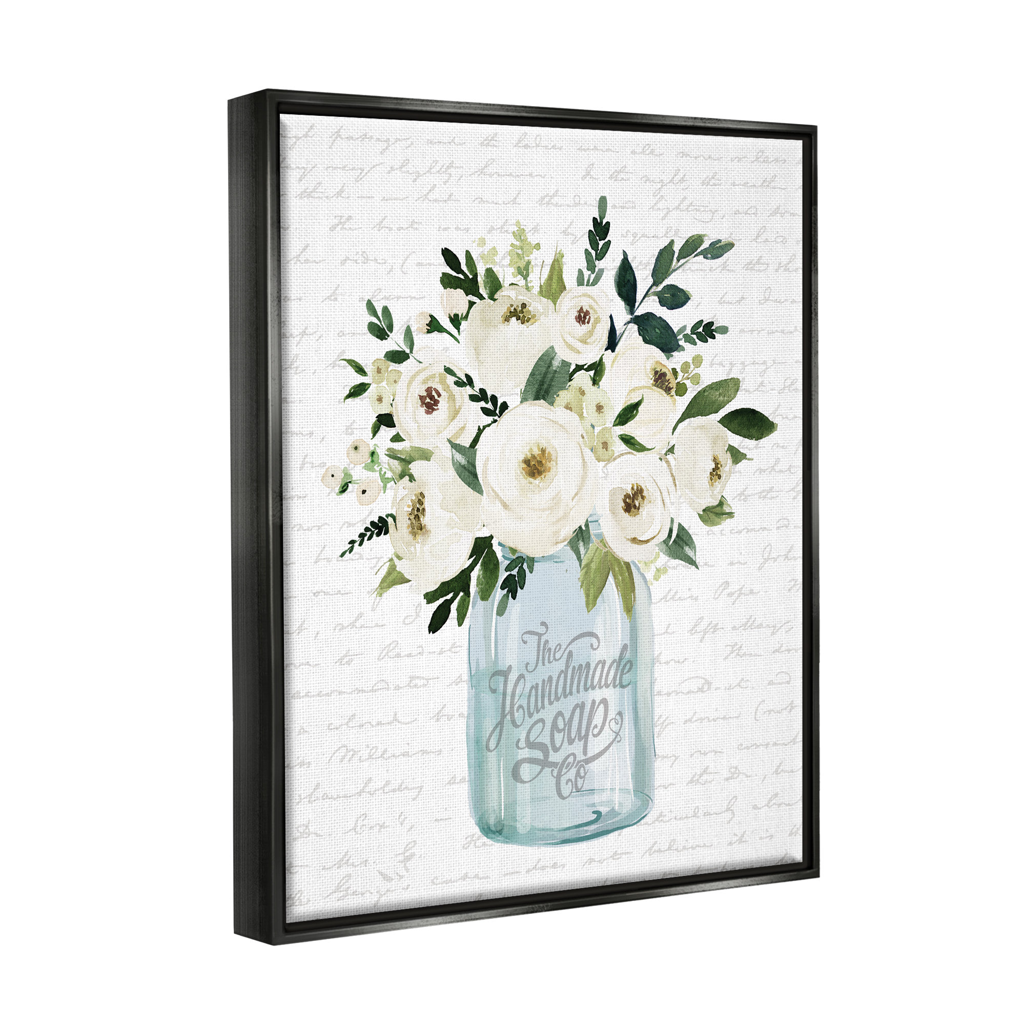 Stupell Industries White Blooms Flower Bouquet Classic Jar Script ...