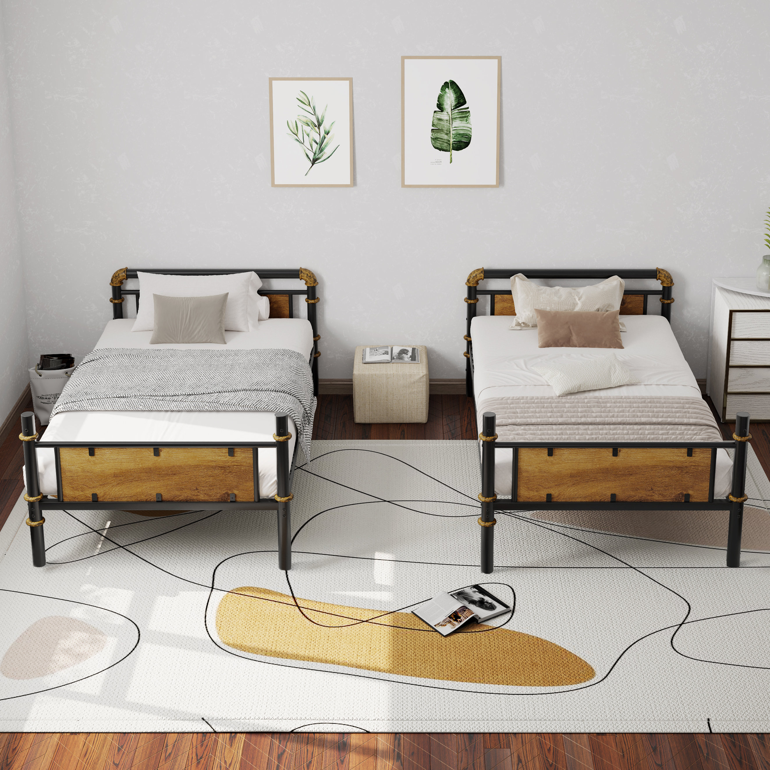 Mason & Marbles Twin Xl Over Twin Xl Metal Bunk Bed, Detachable Bunk ...