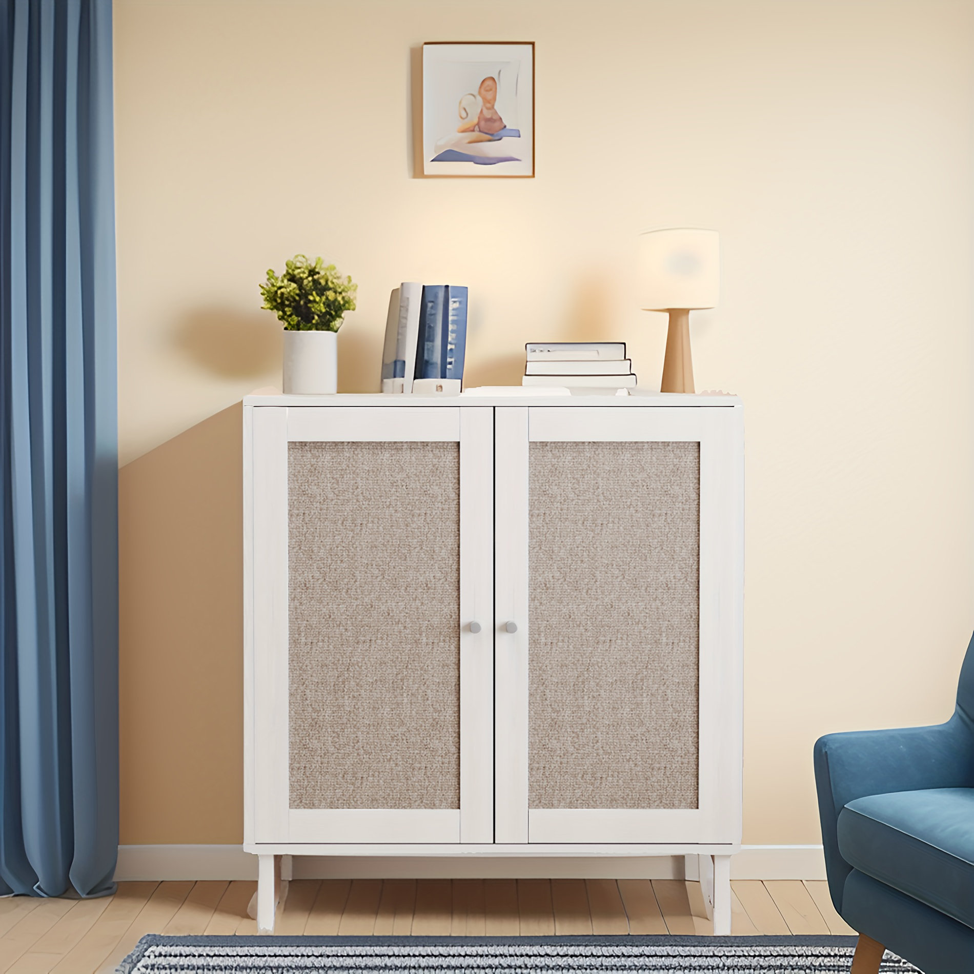 Latitude Run® Floor Storage Cabinet With Doors, Bathroom Cabinet With ...