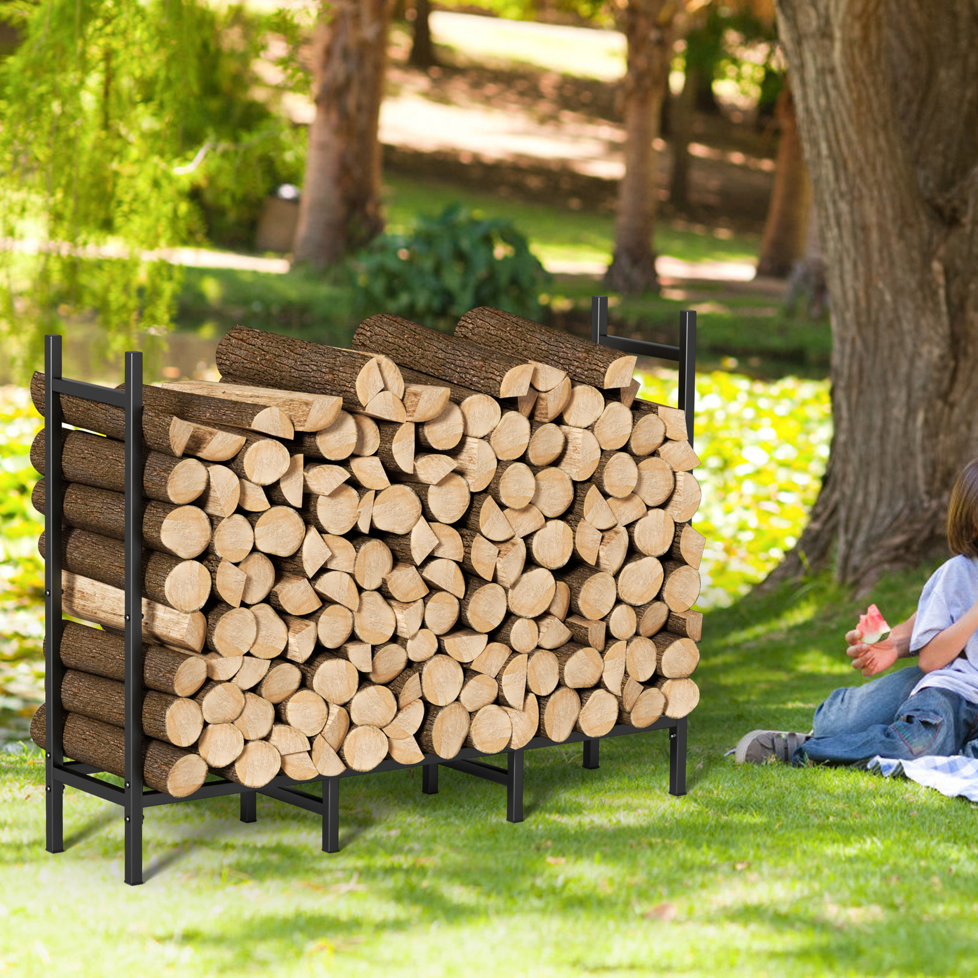 Arlmont & Co. Jamerica Wood Log Rack & Reviews | Wayfair
