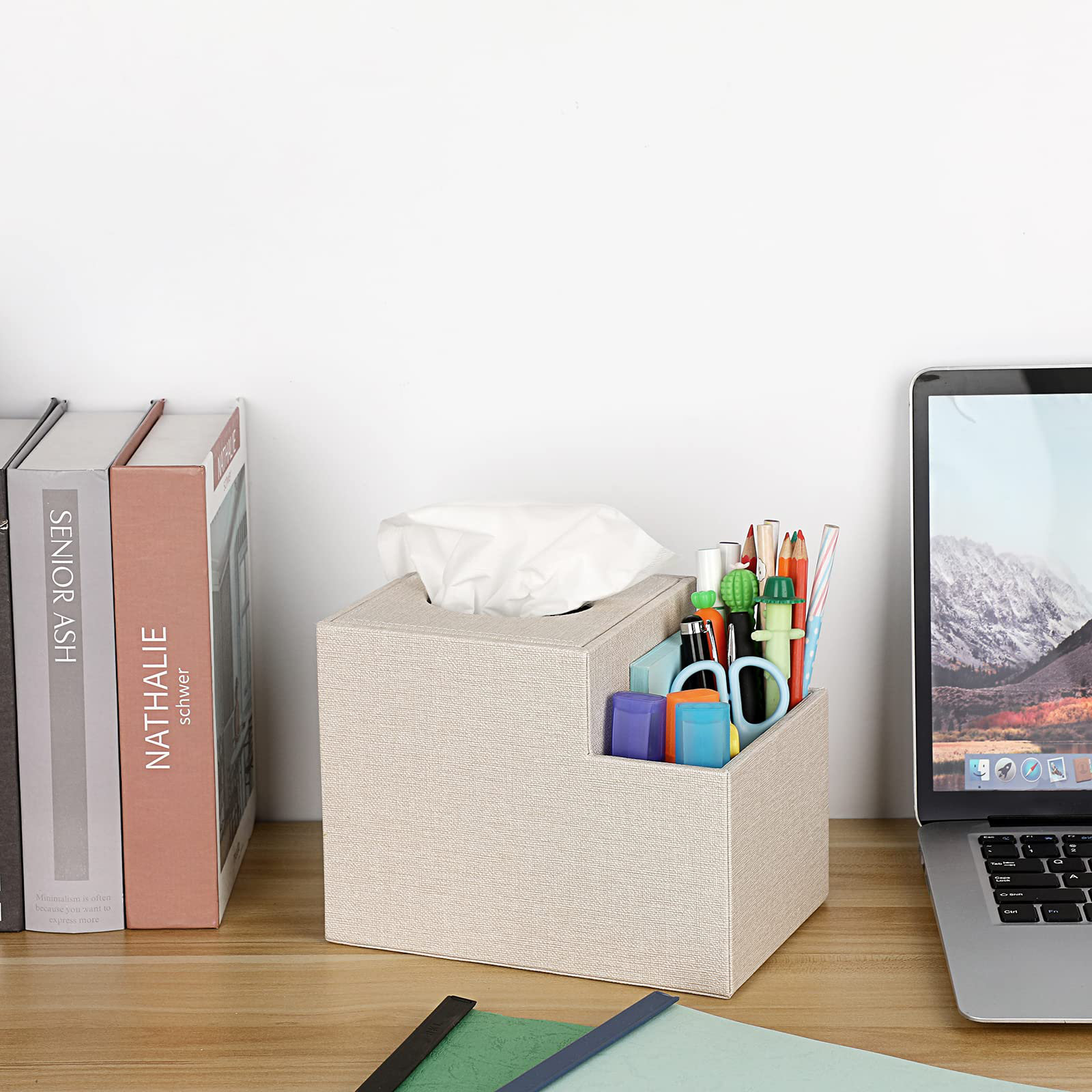 Latitude Run® Square Leather Tissue Box Cover - Cube Holder With Side ...