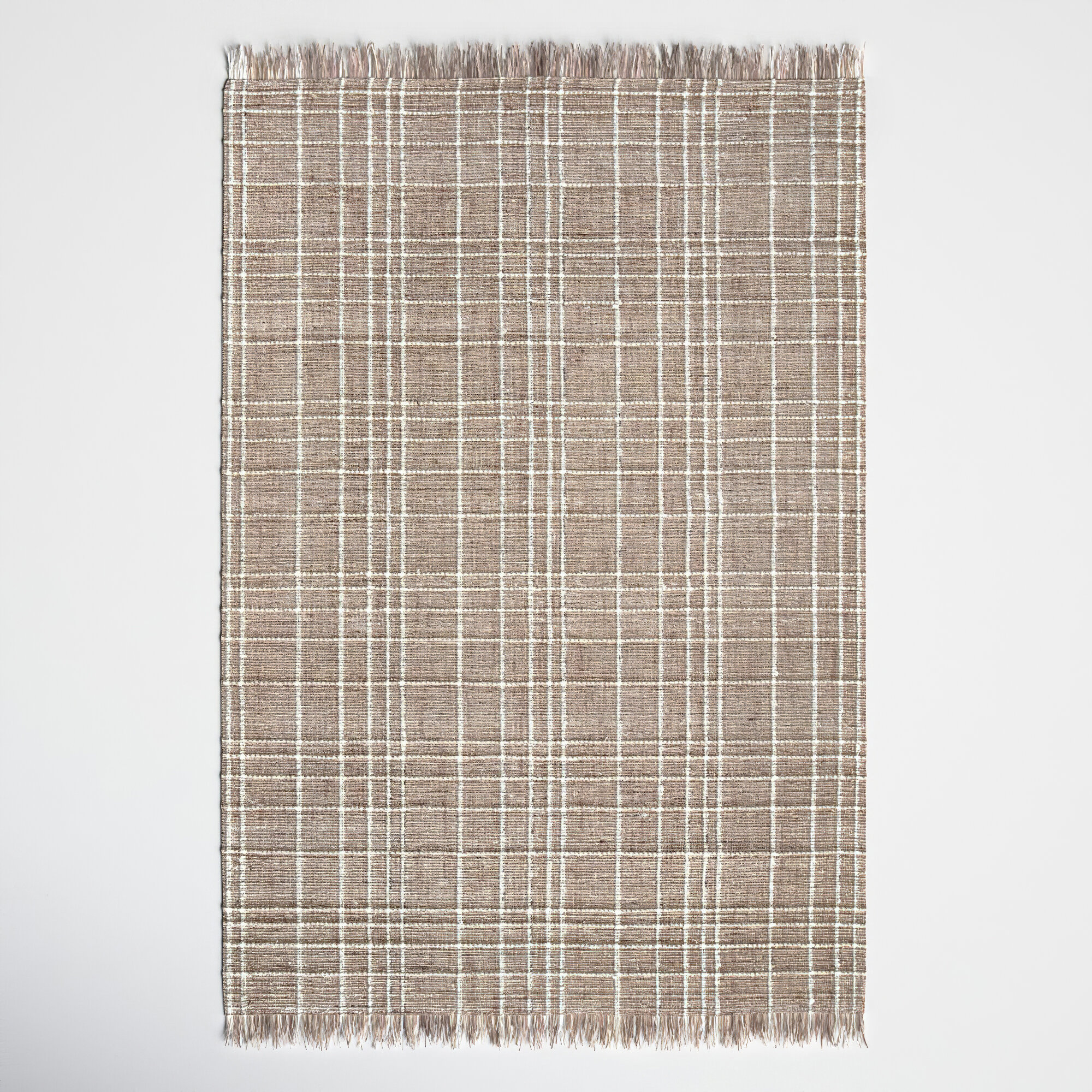 Joss & Main Janie Plaid Handmade Ivory/Brown Area Rug & Reviews | Wayfair