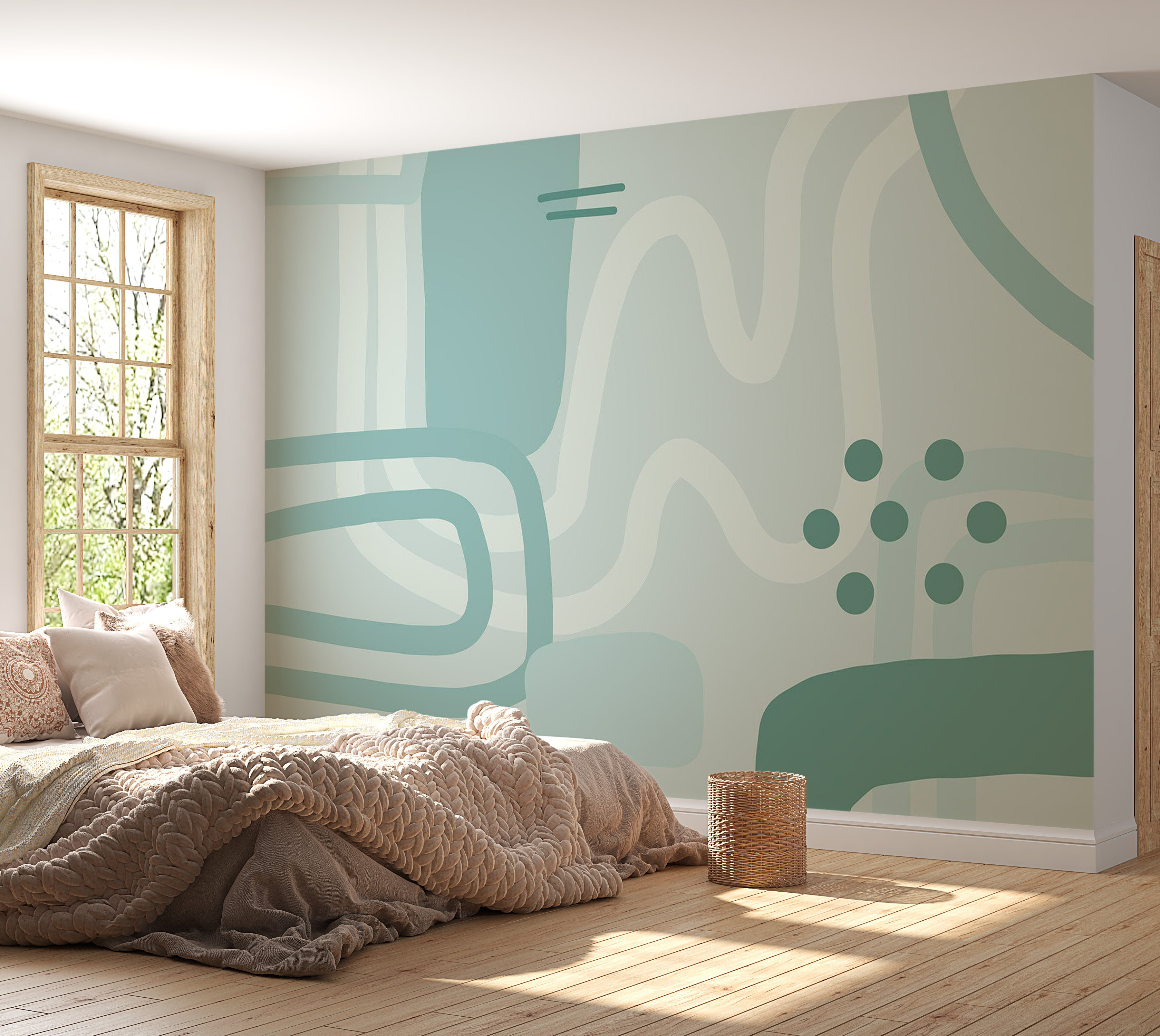 George Oliver Peel & Stick Abstract Wall Mural - Geometric Shapes Blue ...