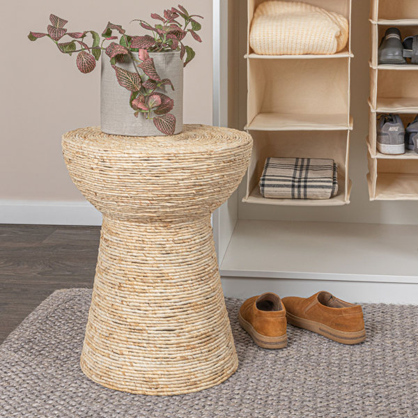 Breakwater Bay Marhill Round Handwoven Corn Rope Side Table - Wayfair ...