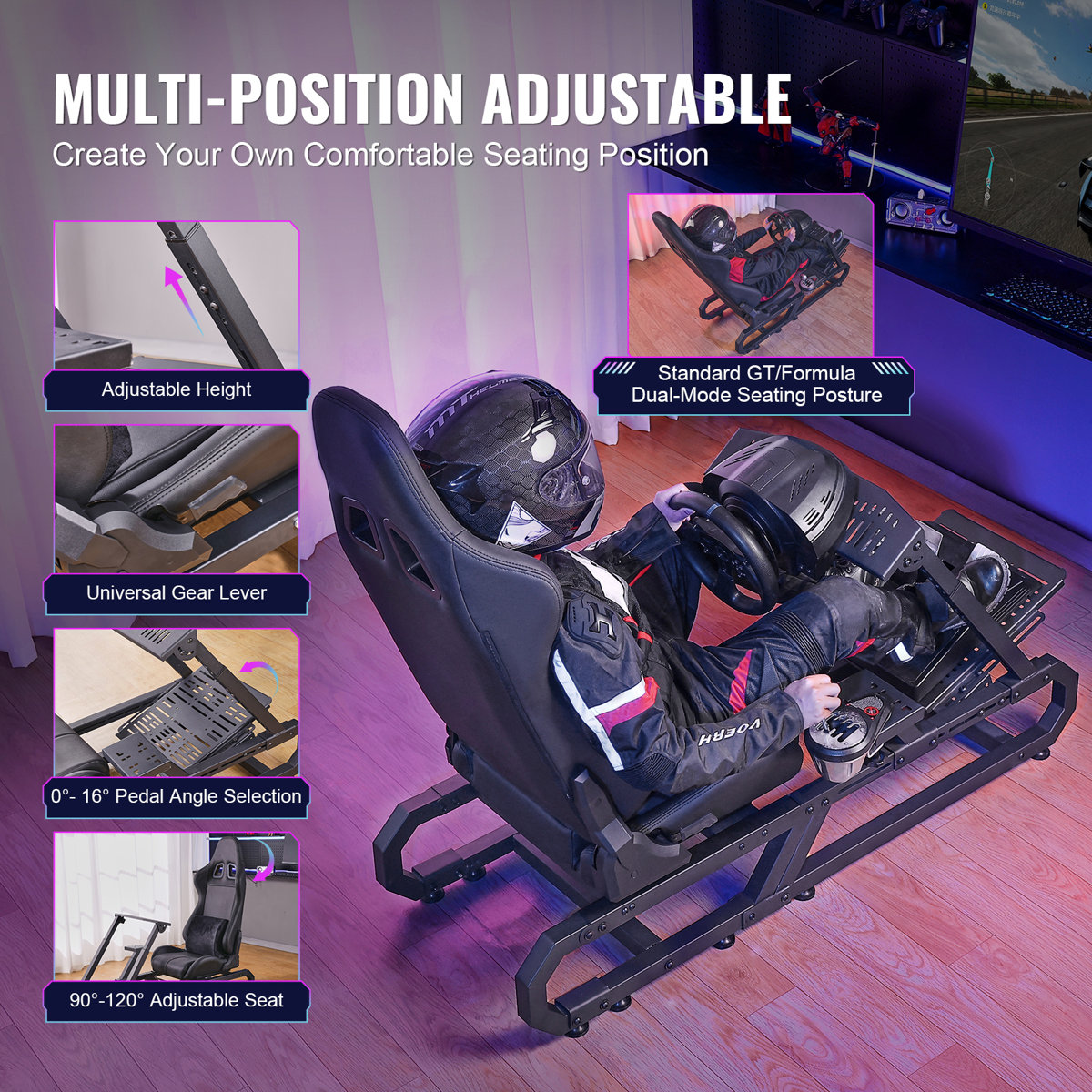 VEVOR Heavy Duty Racing Wheel Stand for Logitech G923/G920/G29 ...