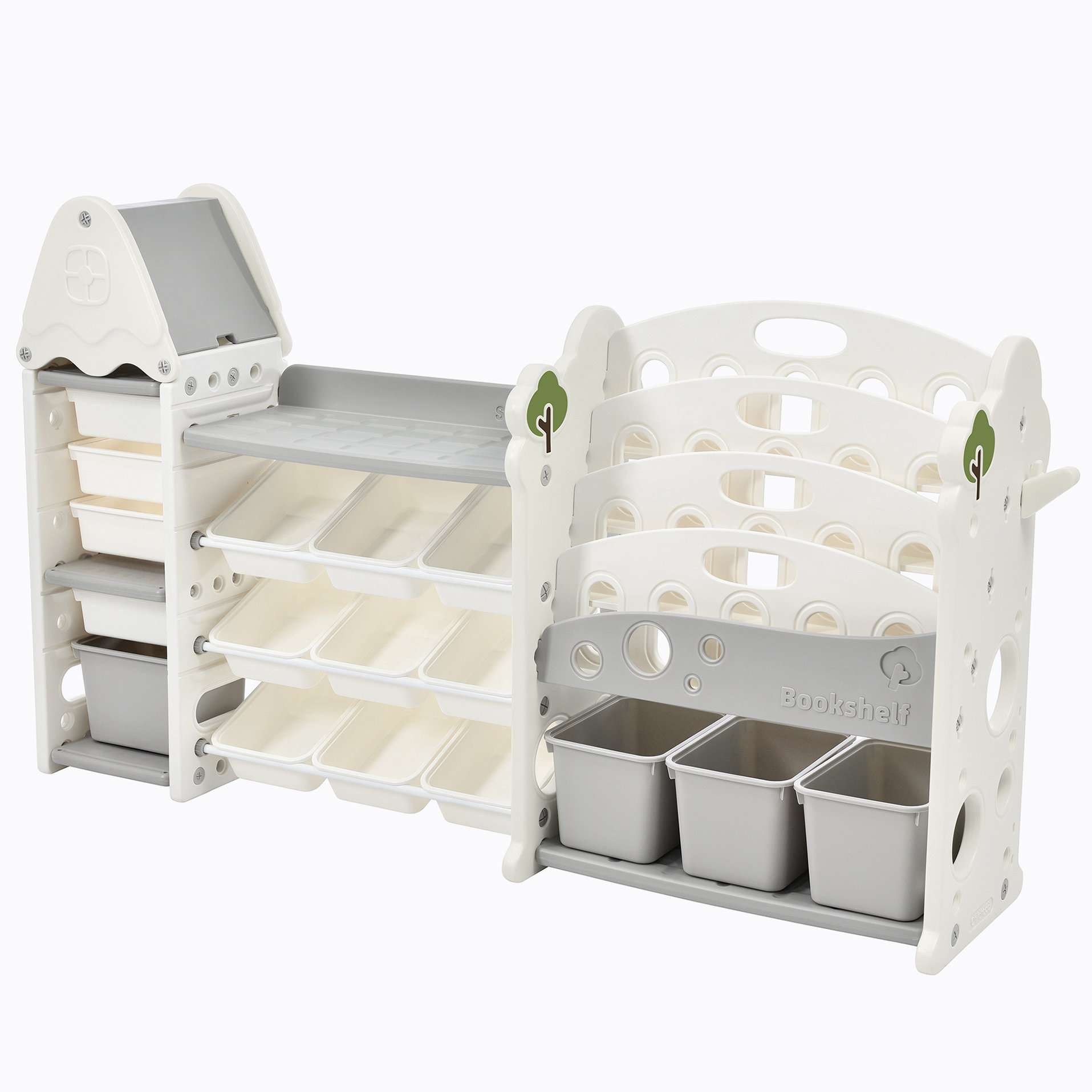 BOSTINS Plastic Toy Organizer with Bins Multi-functional Nursery ...