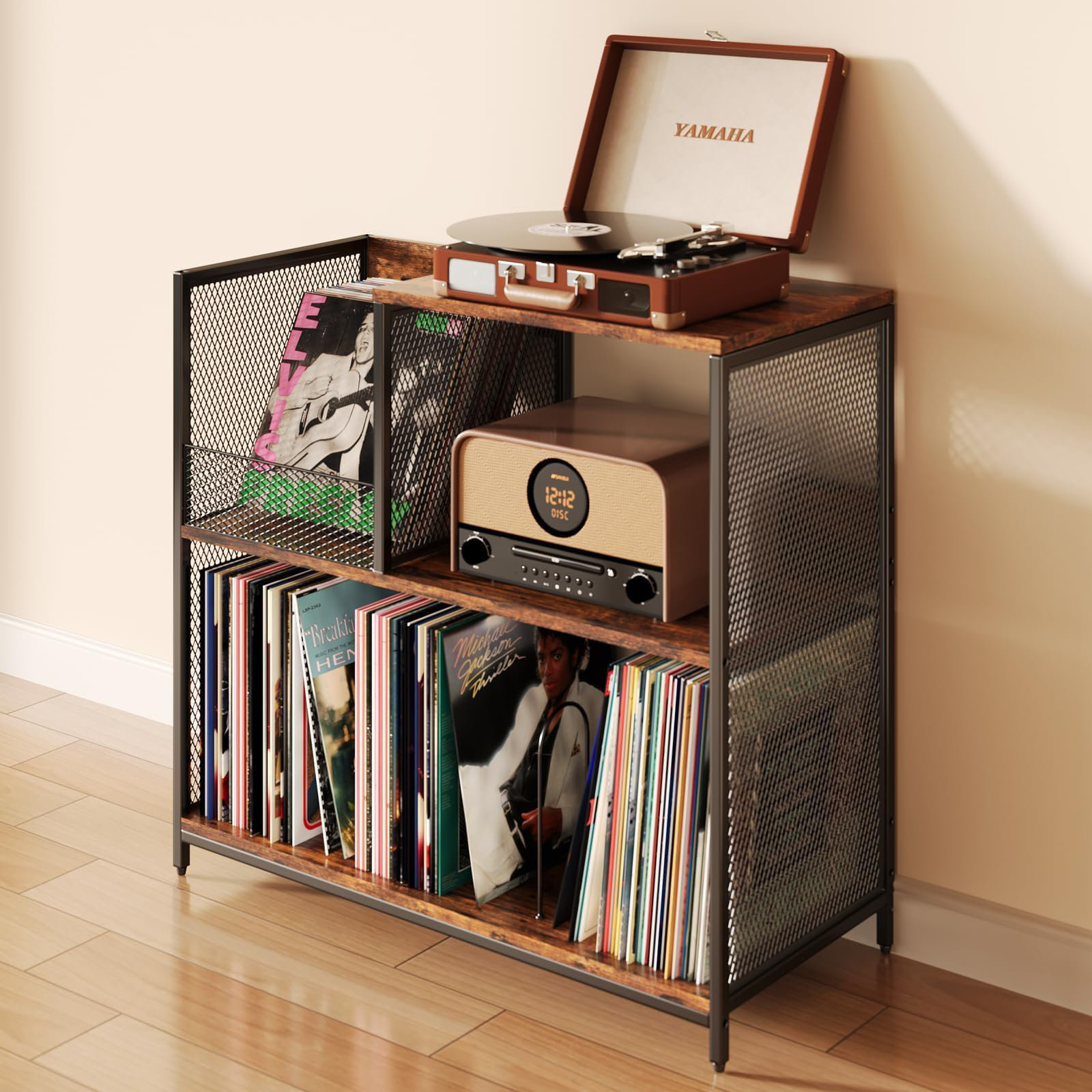 17 Stories 3-Tier Record Player Stand with Adjustable Dividers | Wayfair