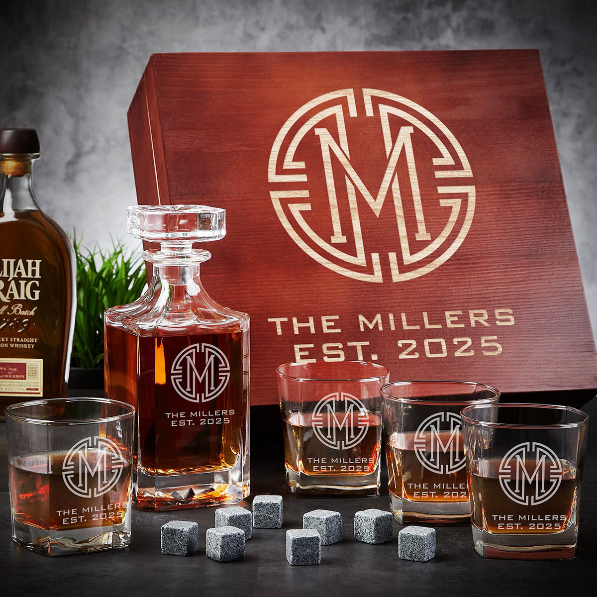 Home Wet Bar Prescott Custom Whiskey Decanter Set With Handcrafted Box ...