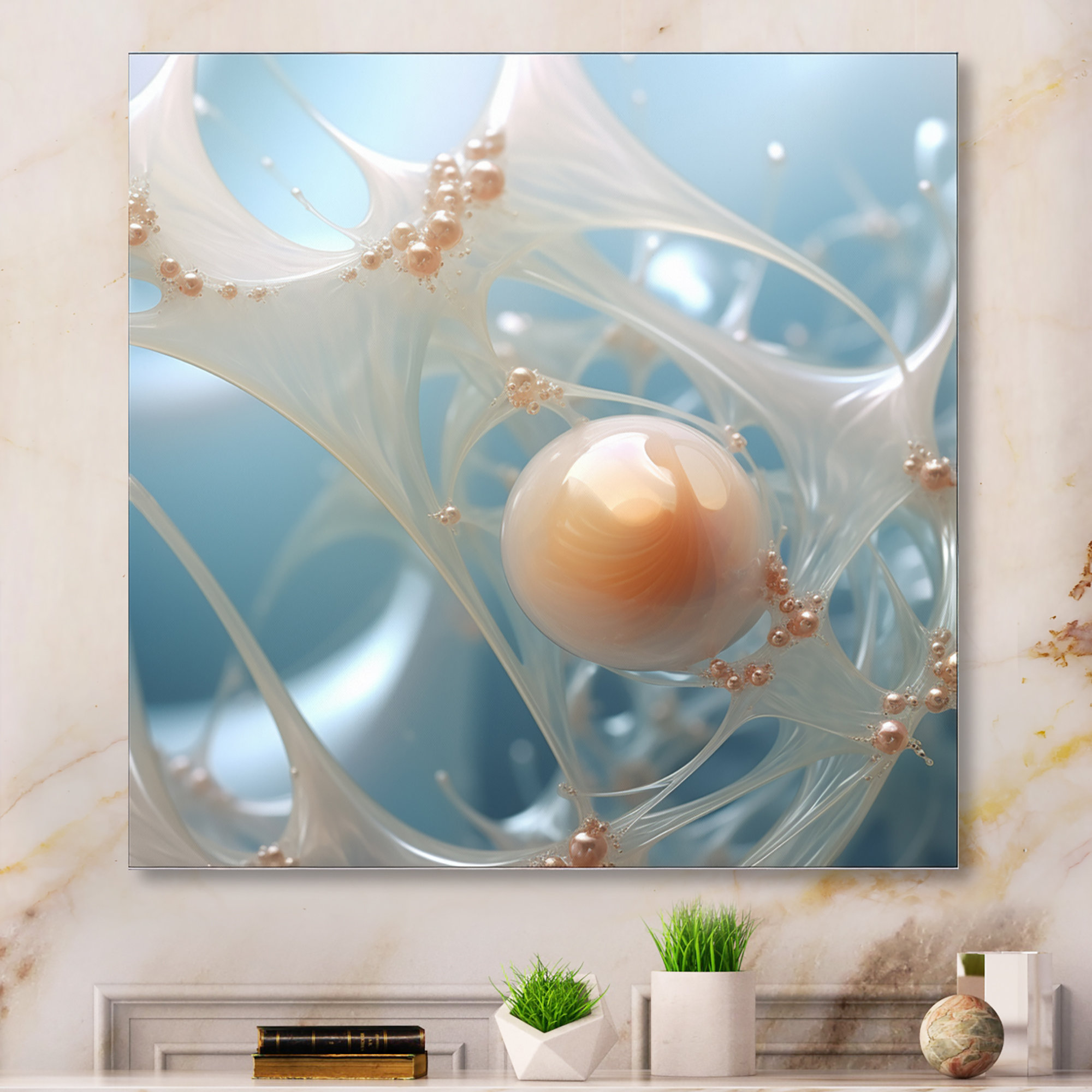 Wrought Studio™ Exquisite Pearl Core White Silver Designs I - Abstract ...