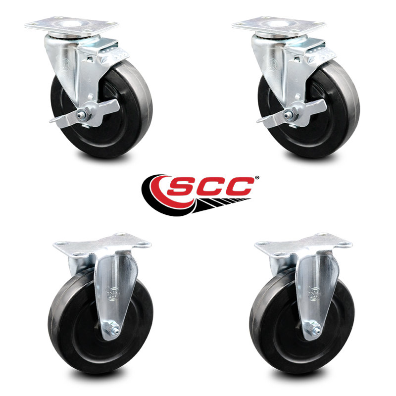 Service Caster 4 Piece Hard Rubber Caster Set | Wayfair