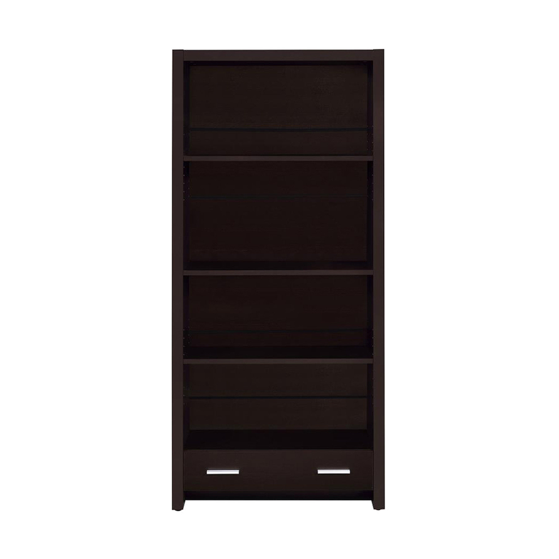 fengshu Four-shelf Bookcase With Cappuccino Finish And Storage Drawer ...