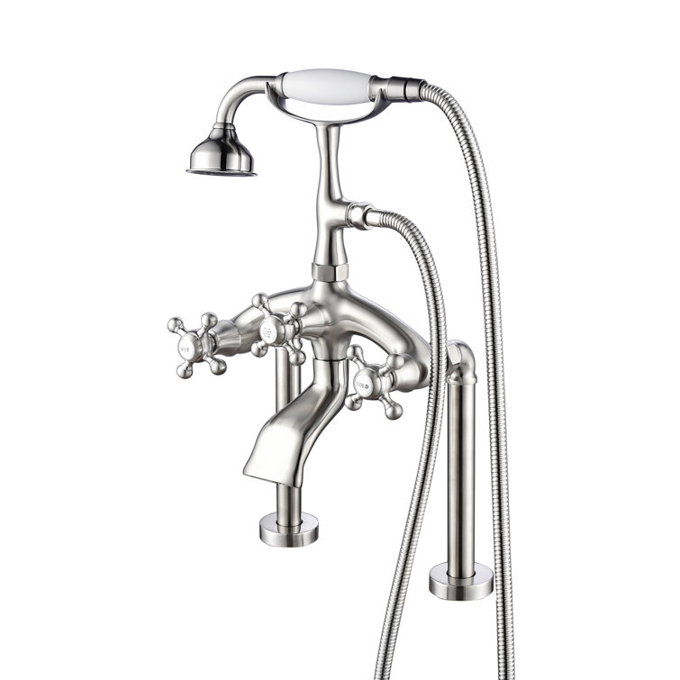 Barclay 3 Handle Deck Mounted Clawfoot Tub Faucet with Diverter and ...