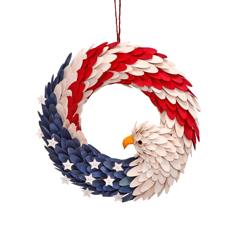 Regency International 15" Woodchip American Eagle Flag Wreath & Reviews ...