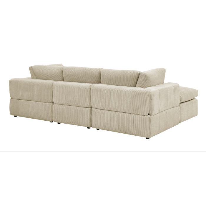 Wade Logan® Atianna 4 - Piece Corduroy Sectional & Reviews | Wayfair