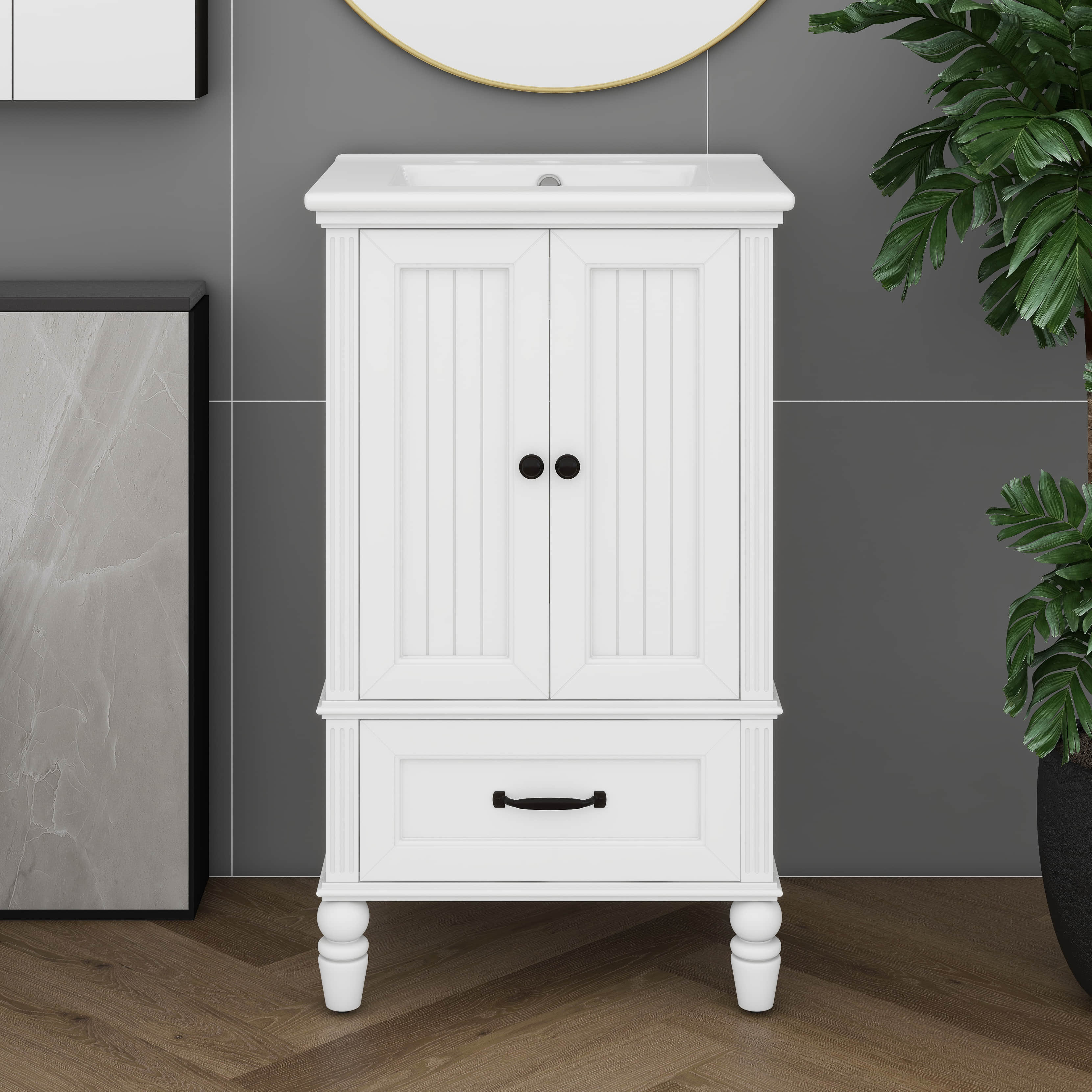 Hokku Designs 20" Bathroom Vanities With Ceramic Sink, Storage Cabinet ...