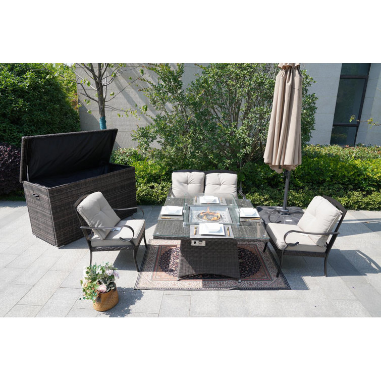 DirectWicker Ensemble de patio complet 5 pièces avec coussins et ...