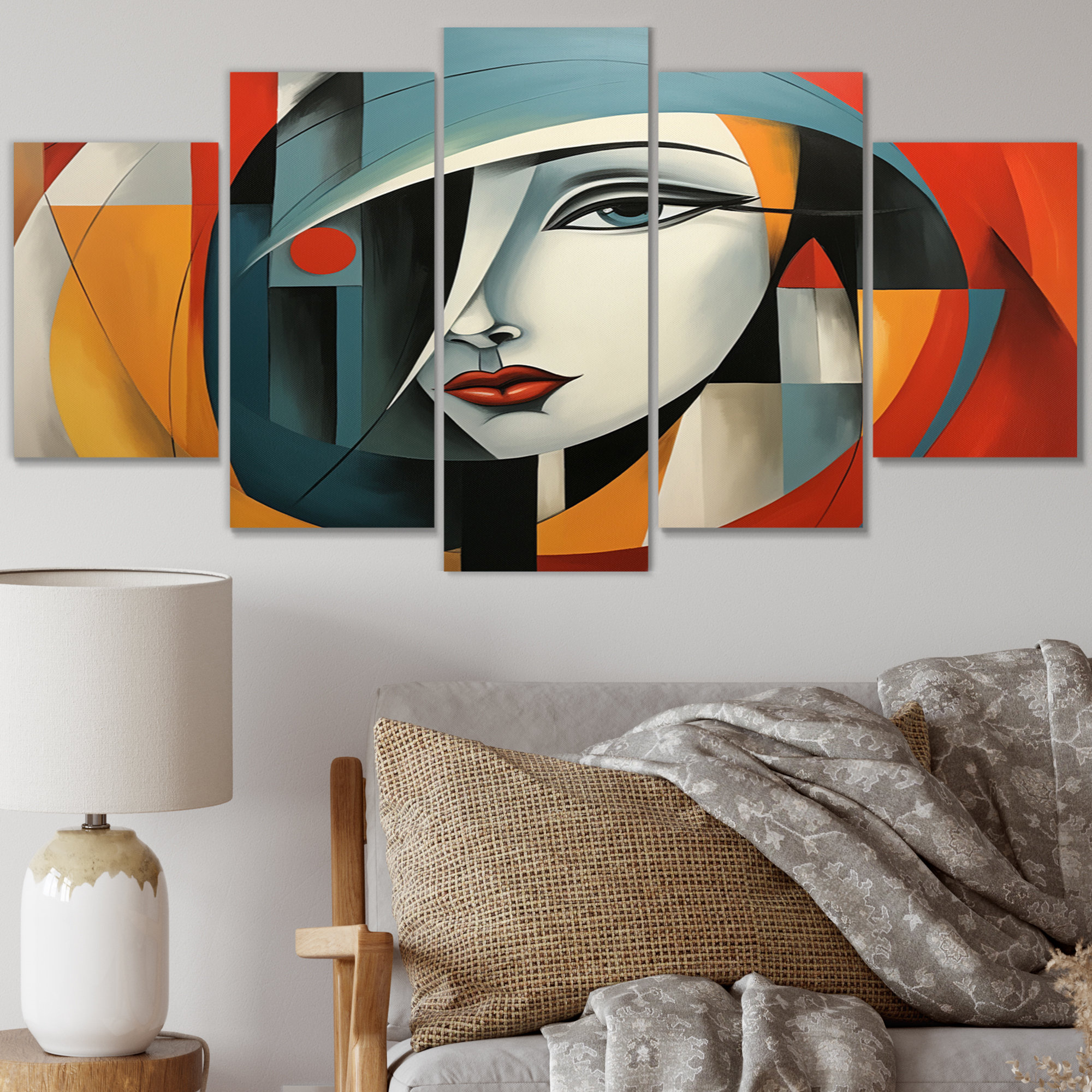 Design Art Cubism Geometric Portrait IV - Cubism Metal Wall Decor Set 5 ...
