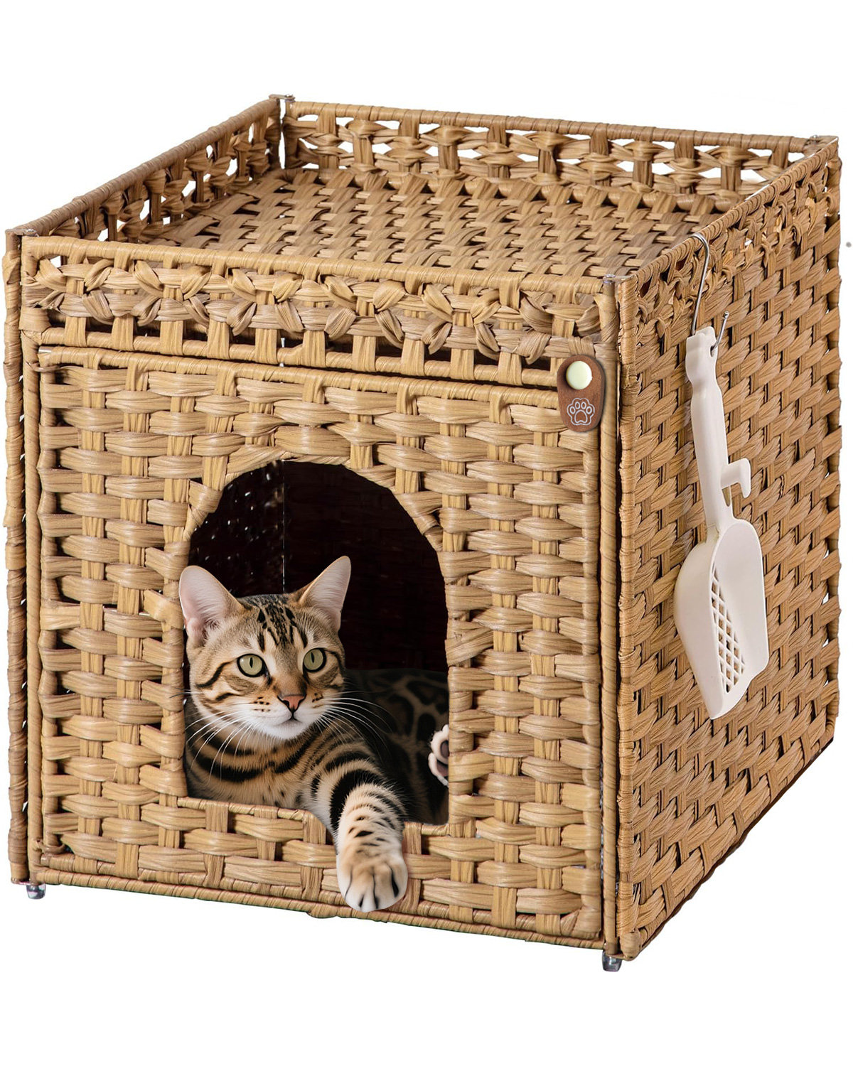 Dakota Fields Cat Litter Box Enclosure Hidden Litter Box Furniture with ...