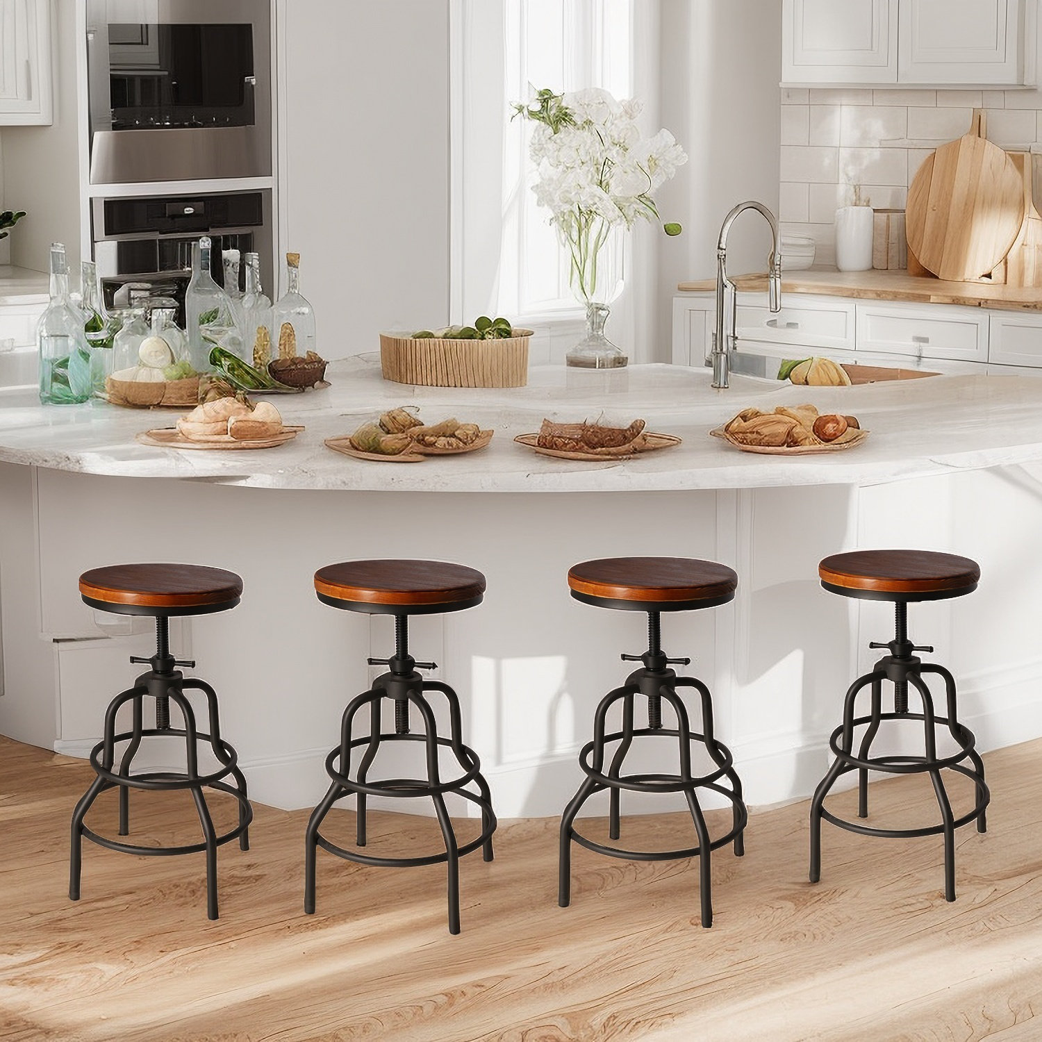 Trent Austin Design® Vintage Industrial Bar Stool-Rustic Swivel Bar ...