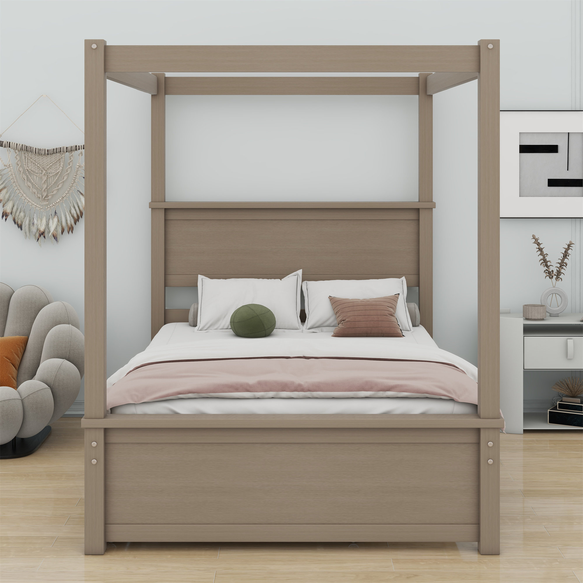 Lark Manor™ Wood Canopy Bed With Trundle And Support Slats | Wayfair