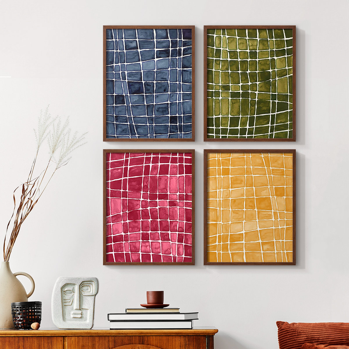 Wrought Studio™ Square Bluff I Framed Print - Set of 4 | Wayfair