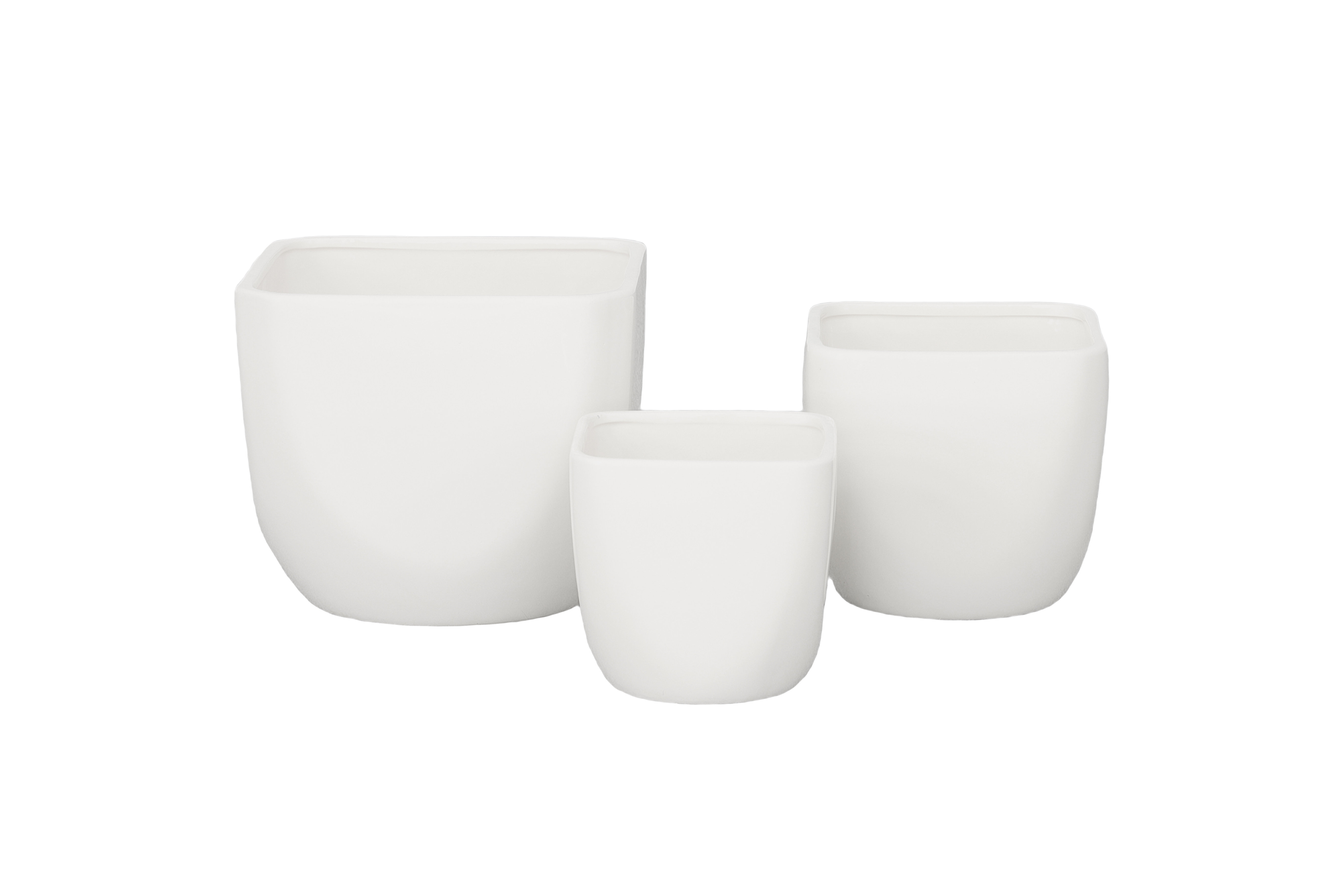 Urban Trends Ceramic Square Plain Pot Gloss Finish White-8.50"H | Wayfair