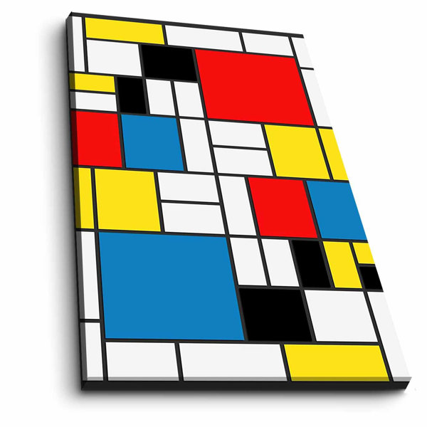 Wrought Studio Piet Mondrian Rectangles On Suede Canvas | Wayfair