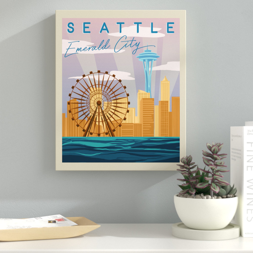 Ebern Designs 'Seattle Postcard' Graphic Art Print | Wayfair