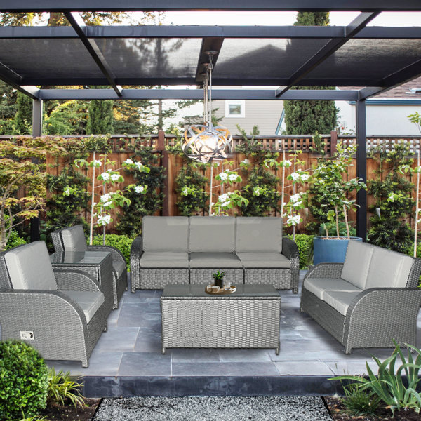 Wildon Home® Neravetla 7 - Person Outdoor Seating Group with Cushions ...