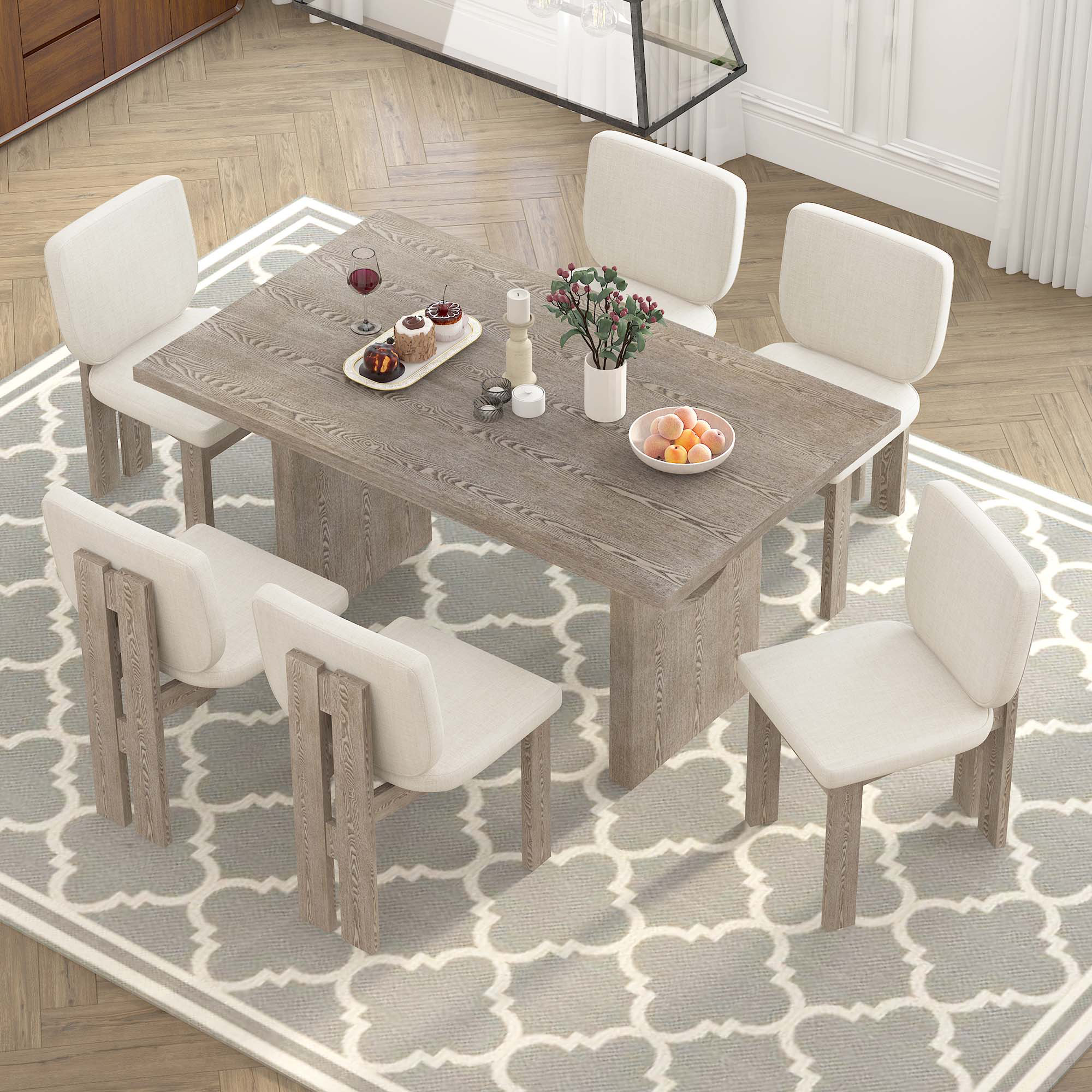 Latitude Run® 7-Piece Retro Dining Set,1 Rectangular Table With ...