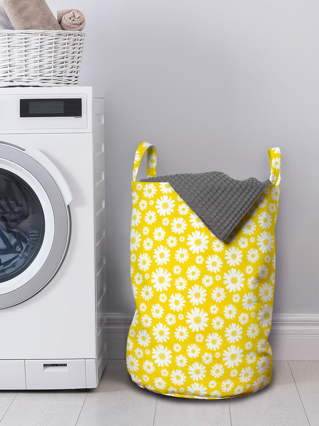 East Urban Home Spring Laundry Bag, Daisy Romance on Yellow Art, 13" x ...