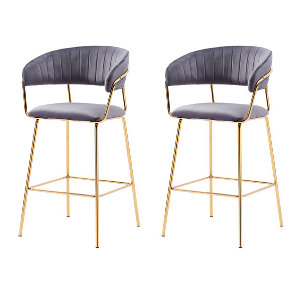 Everly Quinn Mata Upholstered Counter Stool & Reviews | Wayfair