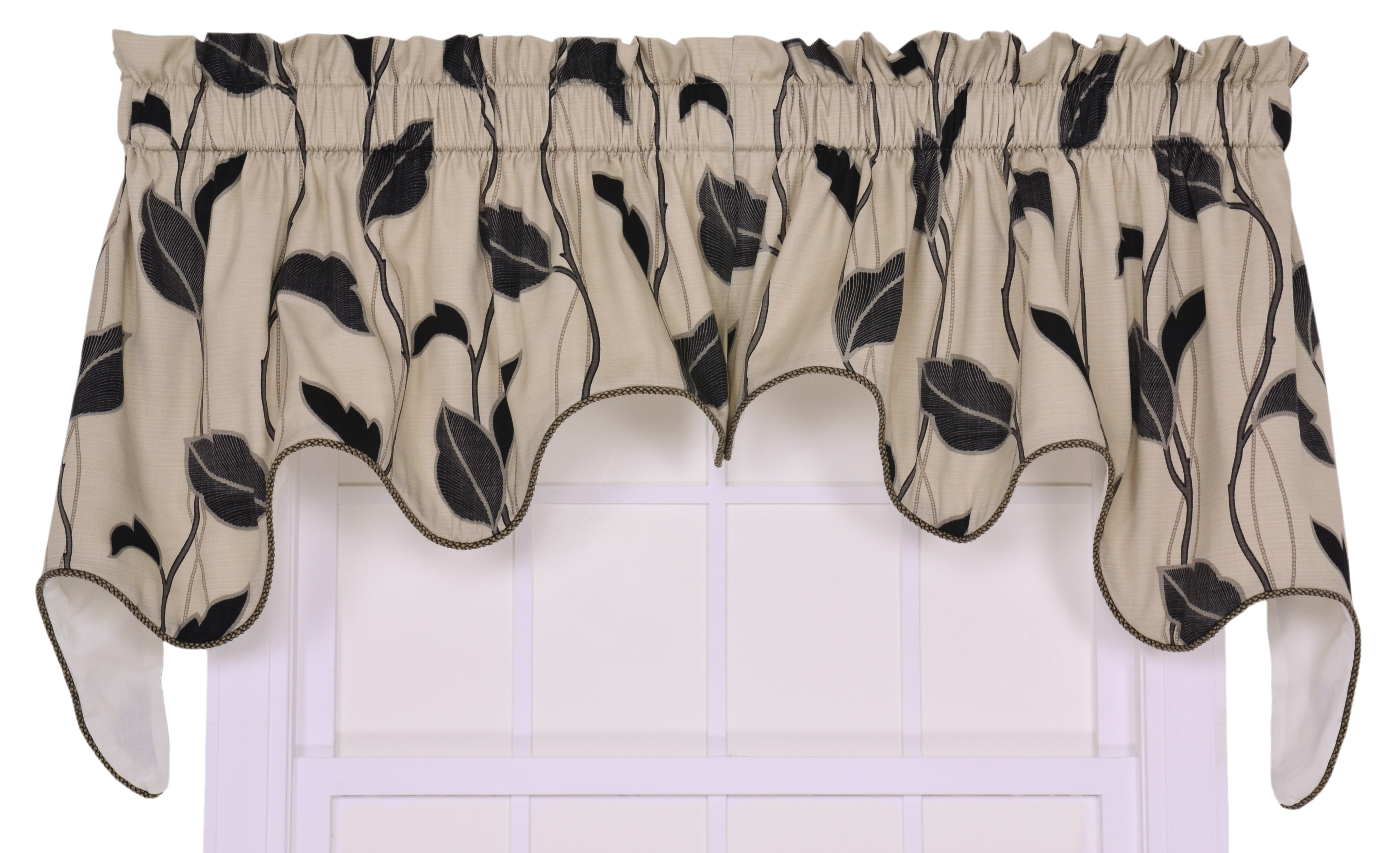 Wildon Home® Abla Large Scale Leaf and Vine Lined Duchess 100" Curtain ...