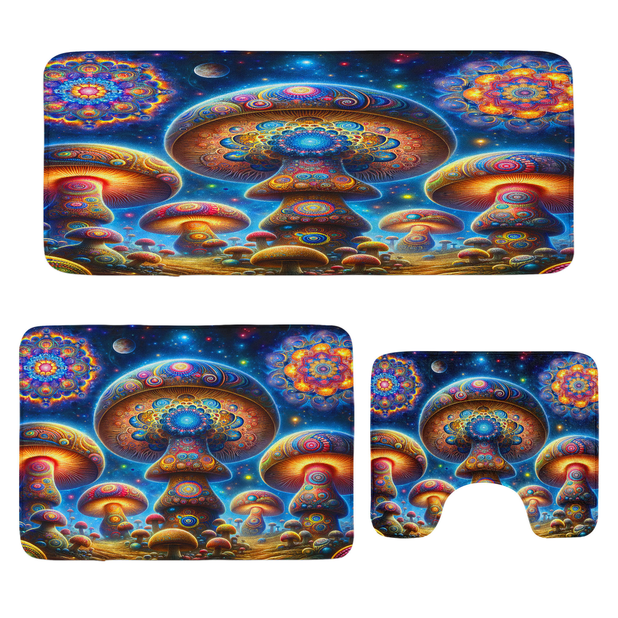 East Urban Home Mushroom Bathroom Rug Set 3 Pieces U-Shape & Rectangle ...