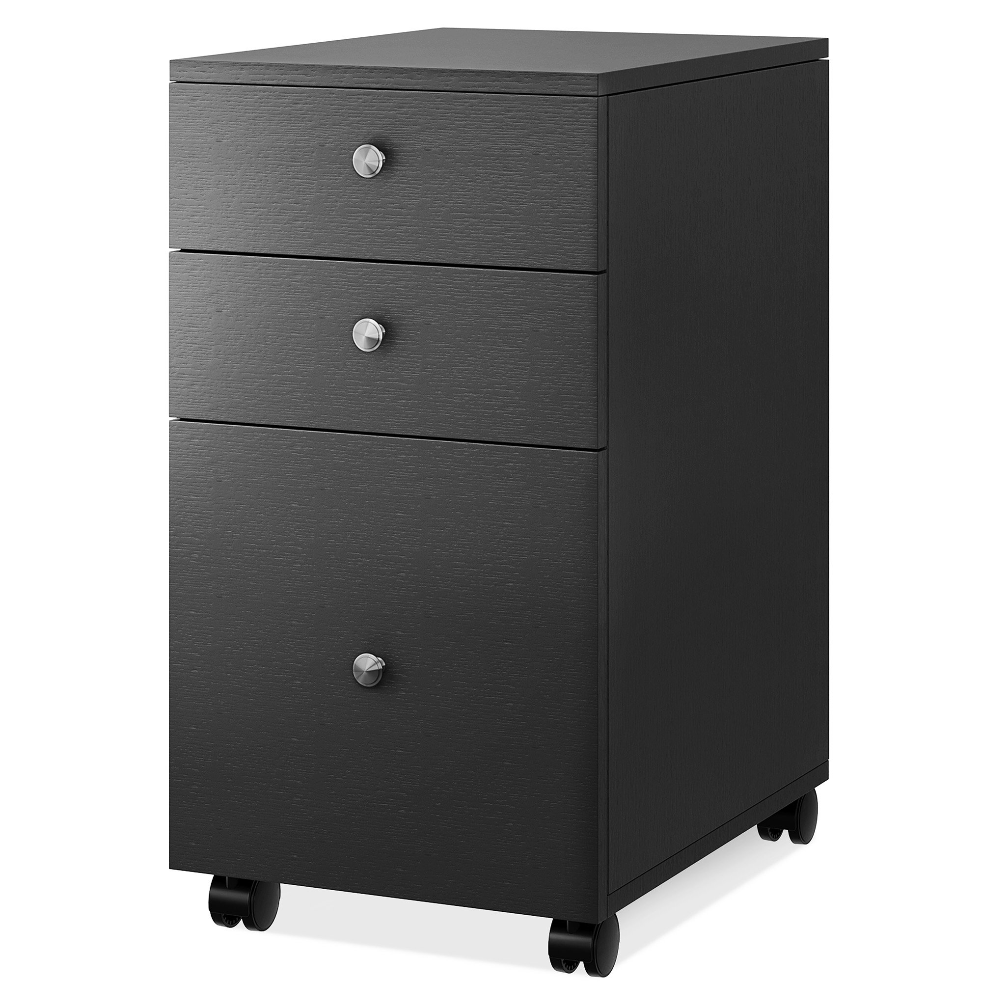 Ebern Designs 3 Drawer Wooden Vertical File Cabinet, Under Desk Mobile ...