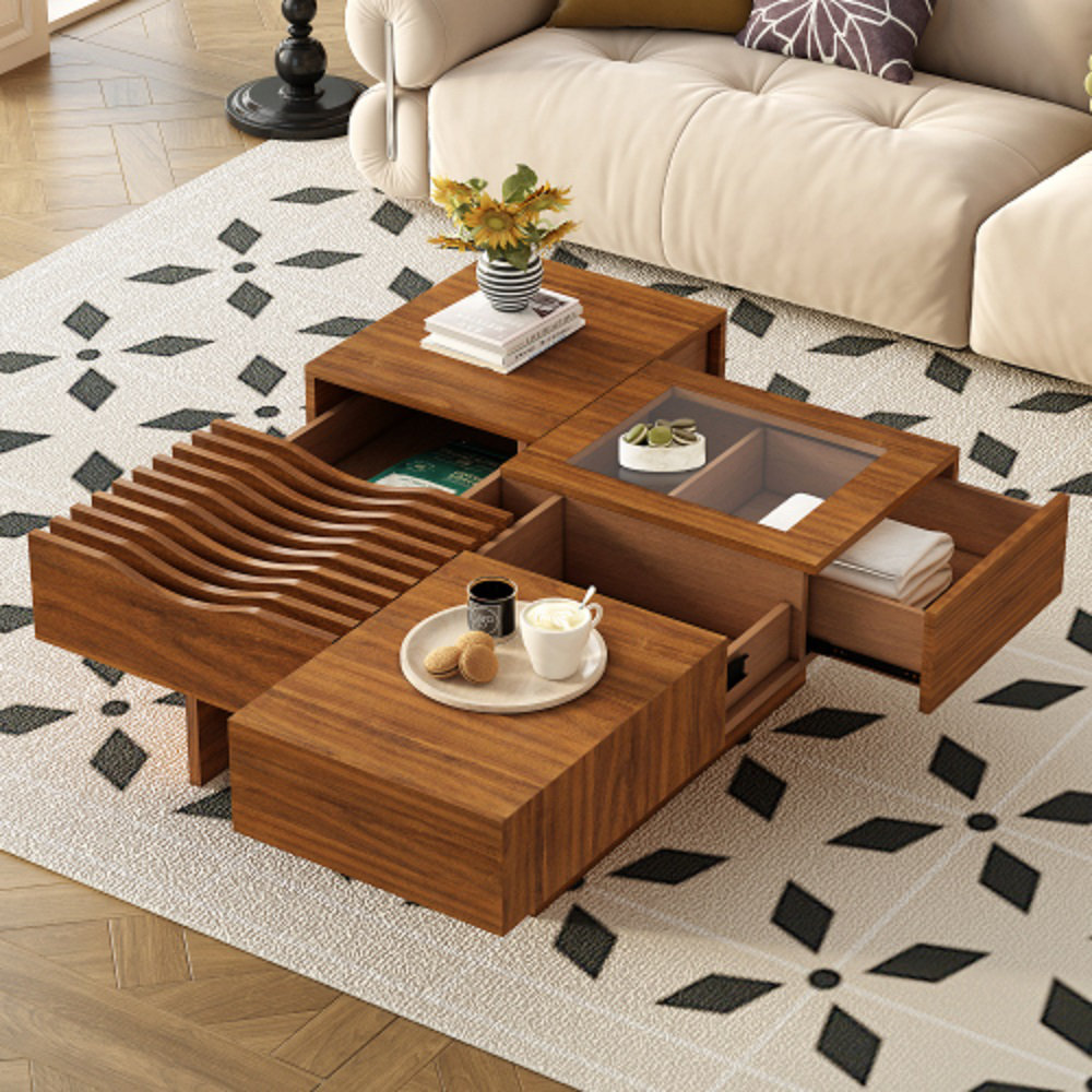 Ivy Bronx Mid-Century Modern Coffee Table - Unique Square Design With 3 ...