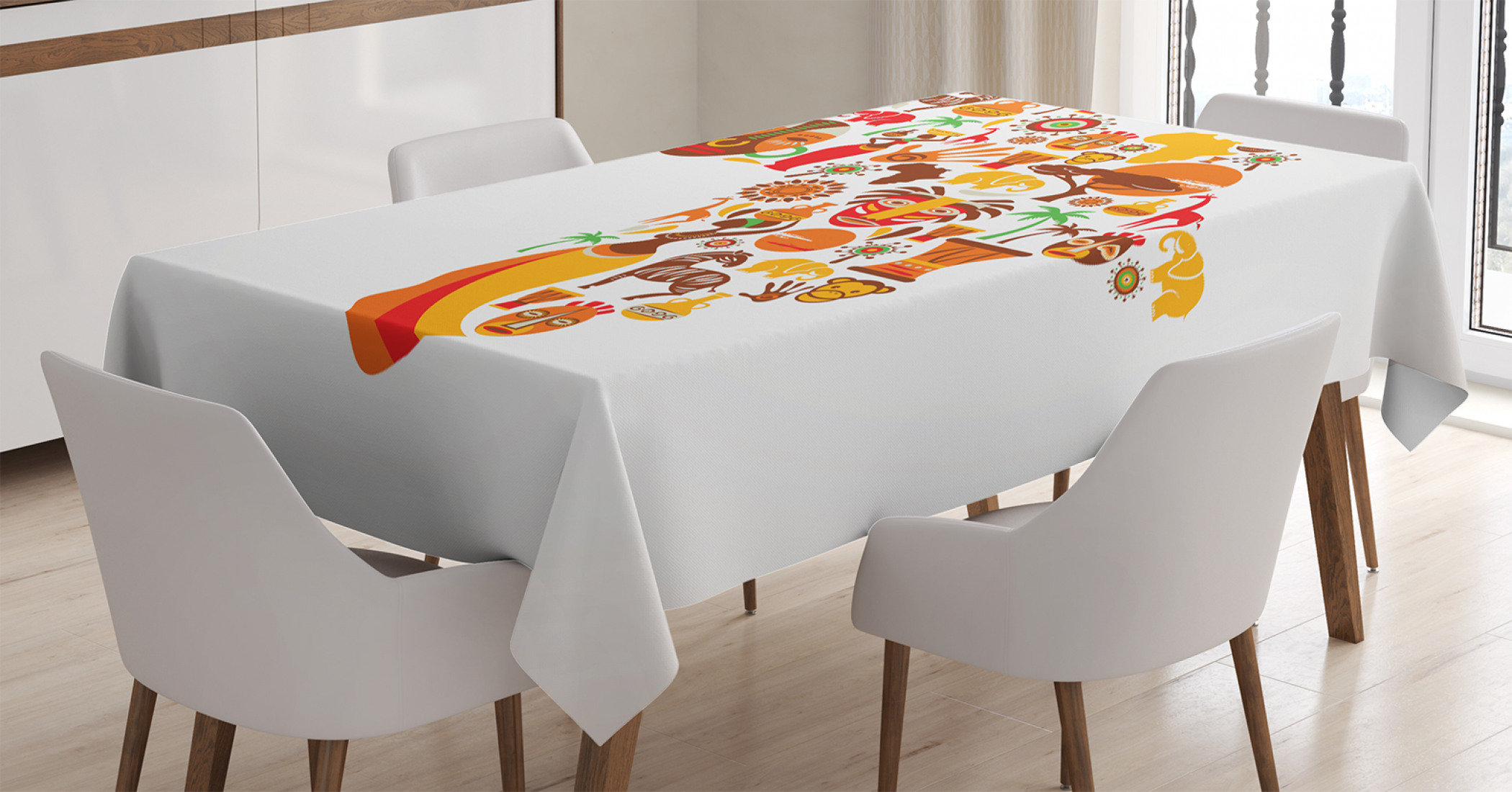 East Urban Home Map Different Famous Masks And Savannah Style Artwork ...