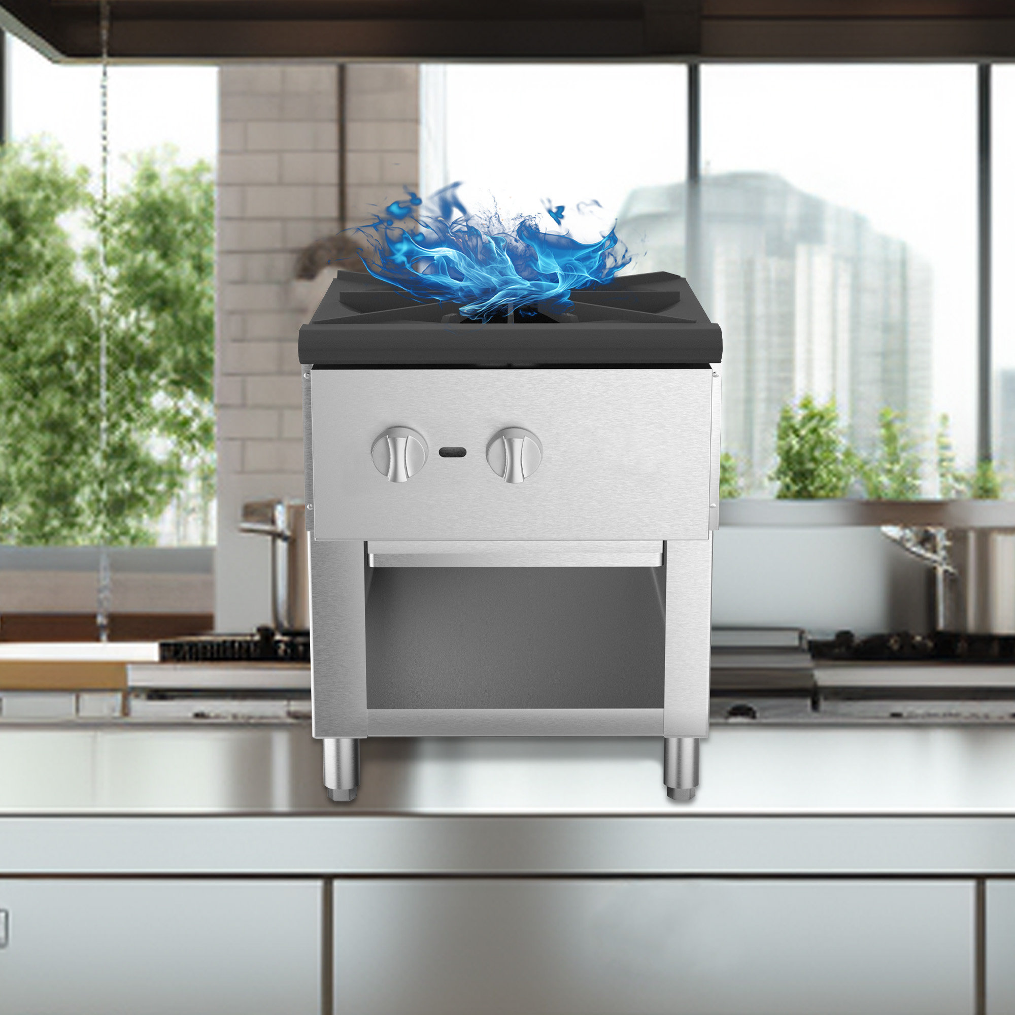 KICHKING Single Burner Gas Stove, Commercial Hot Plate, Wok Countertop ...