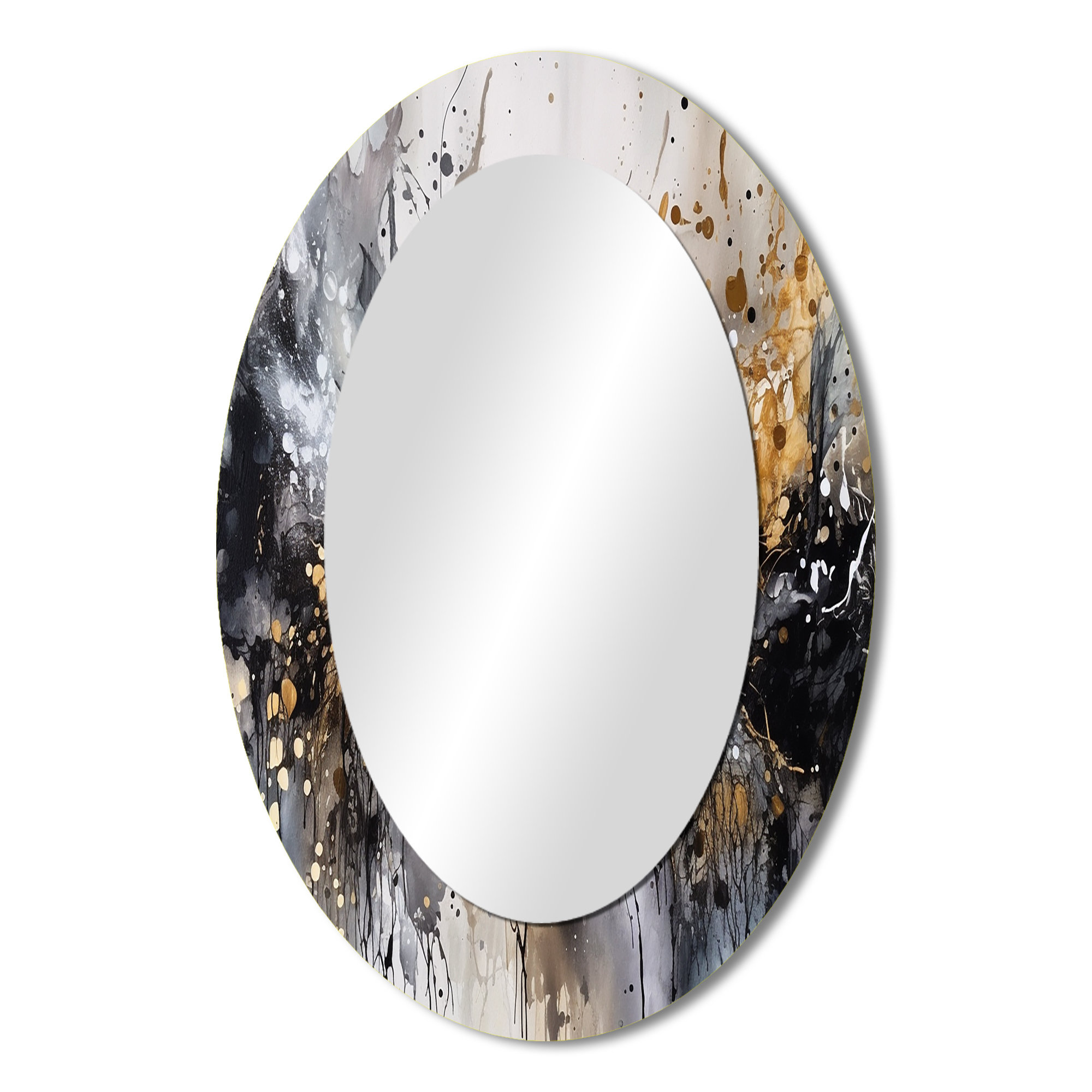Mercer41 Grey Gold Delicate Abstract Brushstrokes III - Gray Oval Wall ...