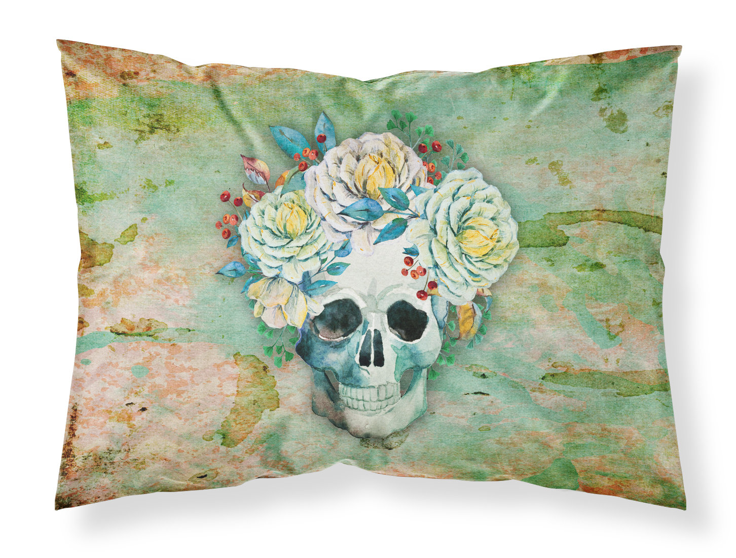 Caroline's Treasures Day of the Dead Skull with Flowers Pillowcase ...