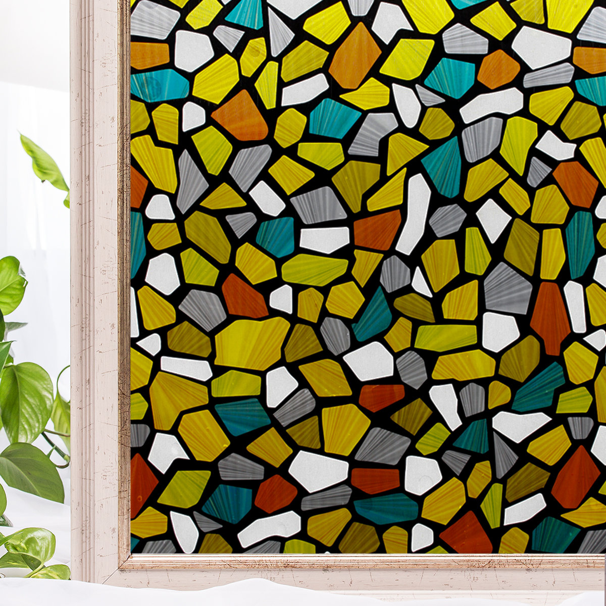 Latitude Run® 78.7In Abstract Decorative Non-Wall Damaged Stained Glass ...
