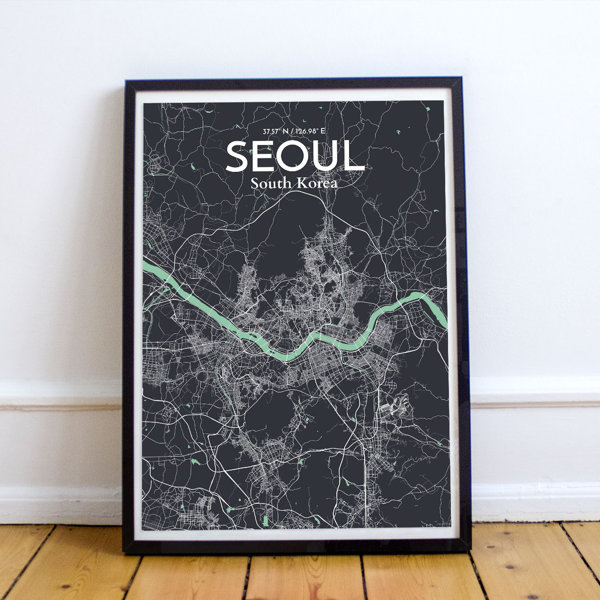 Wrought Studio 'Seoul City Map' Graphic Art Print Poster in Dream | Wayfair
