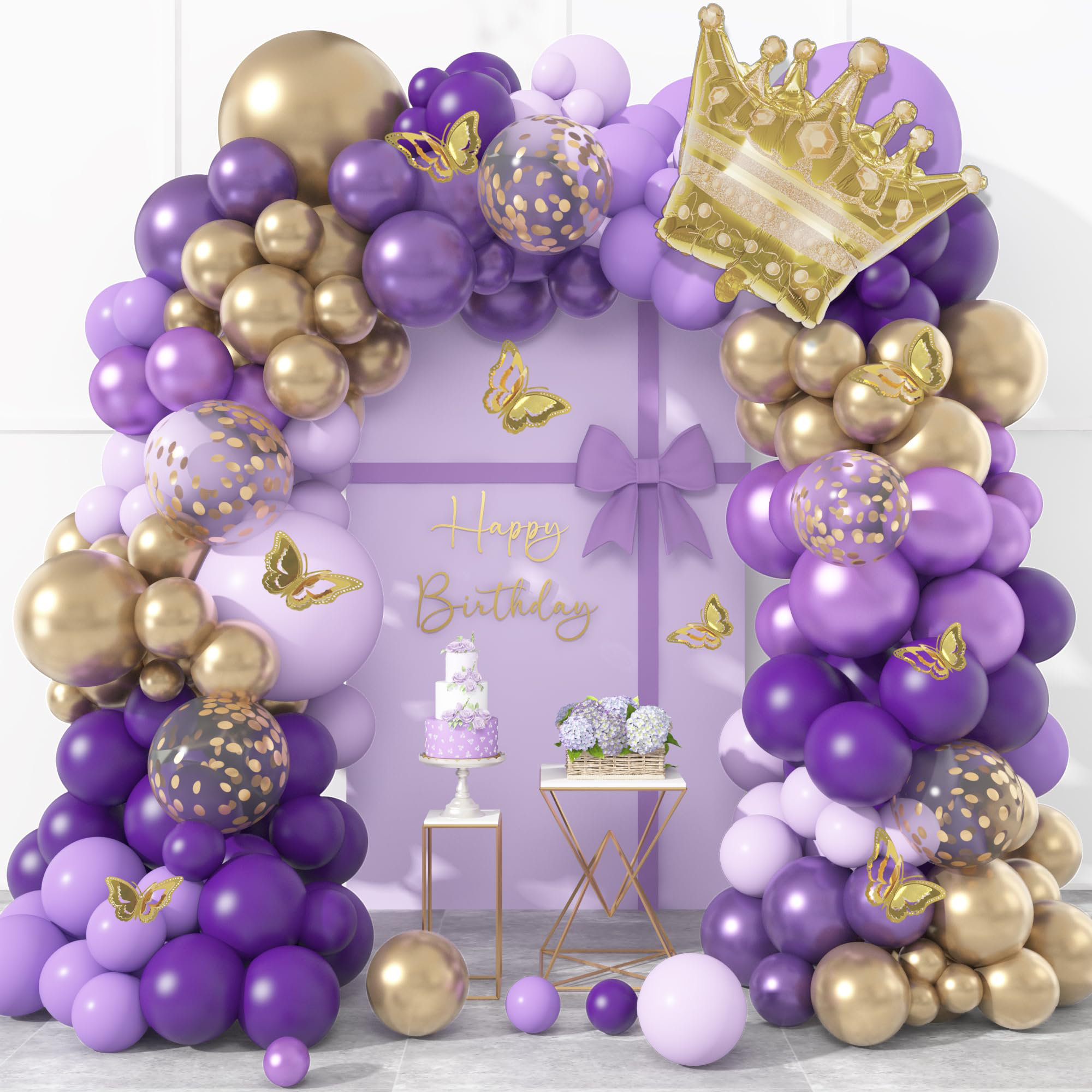 Zeki Shoggy 150Pcs Purple Balloon Garland Arch Kit, Butterfly Dark ...