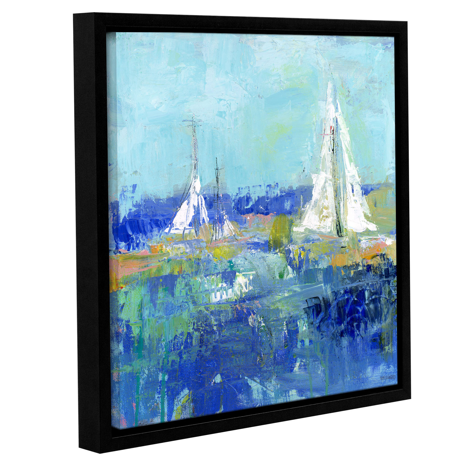 Breakwater Bay 'Abstract Harbor 2 Anything Better' Framed Painting ...