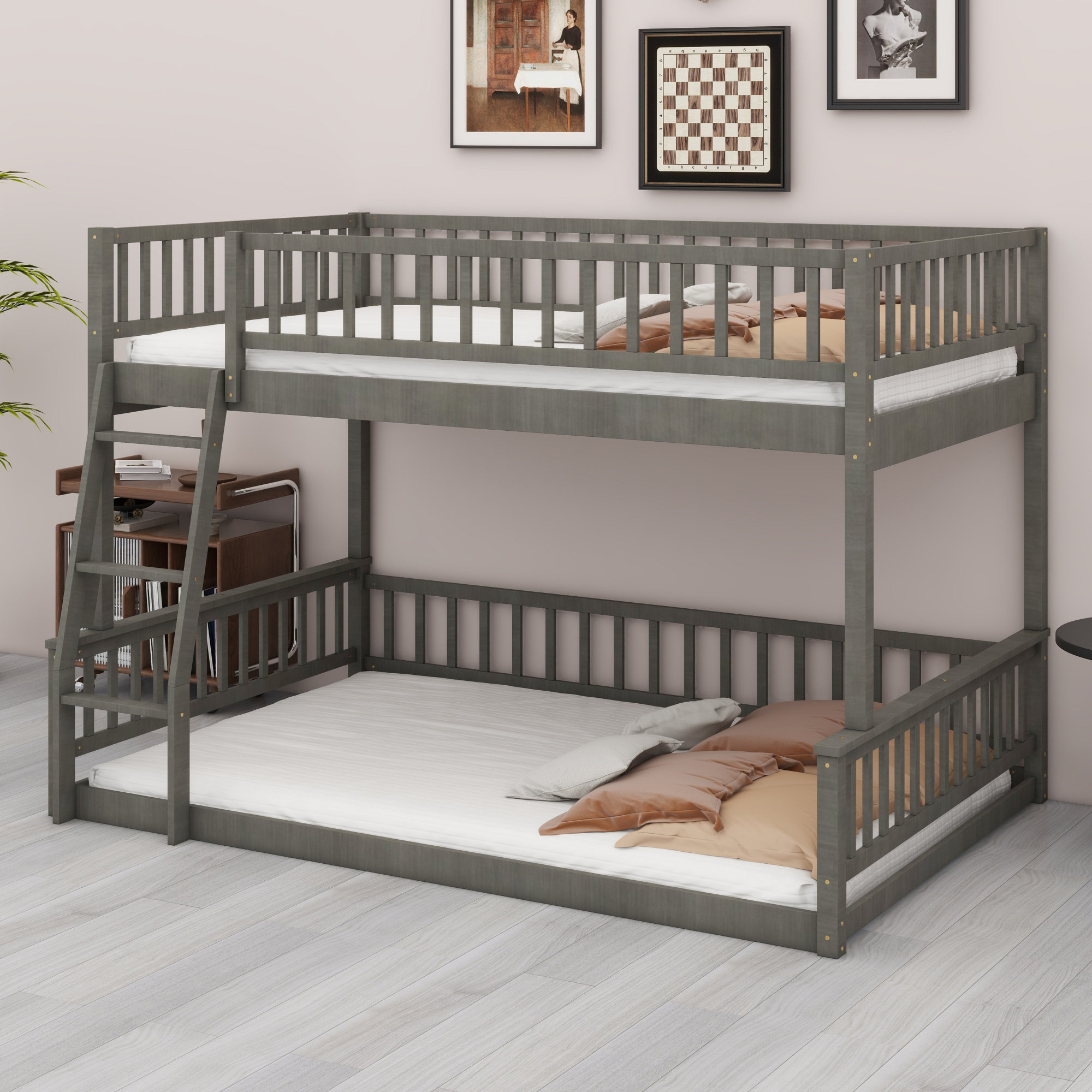 Harriet Bee Bunk Bed With Ladder And Guardrails | Wayfair