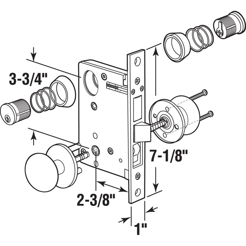 Prime-Line 2-1/2 in. Backset, Entrance Mortise Lockset, Wrought Solid ...