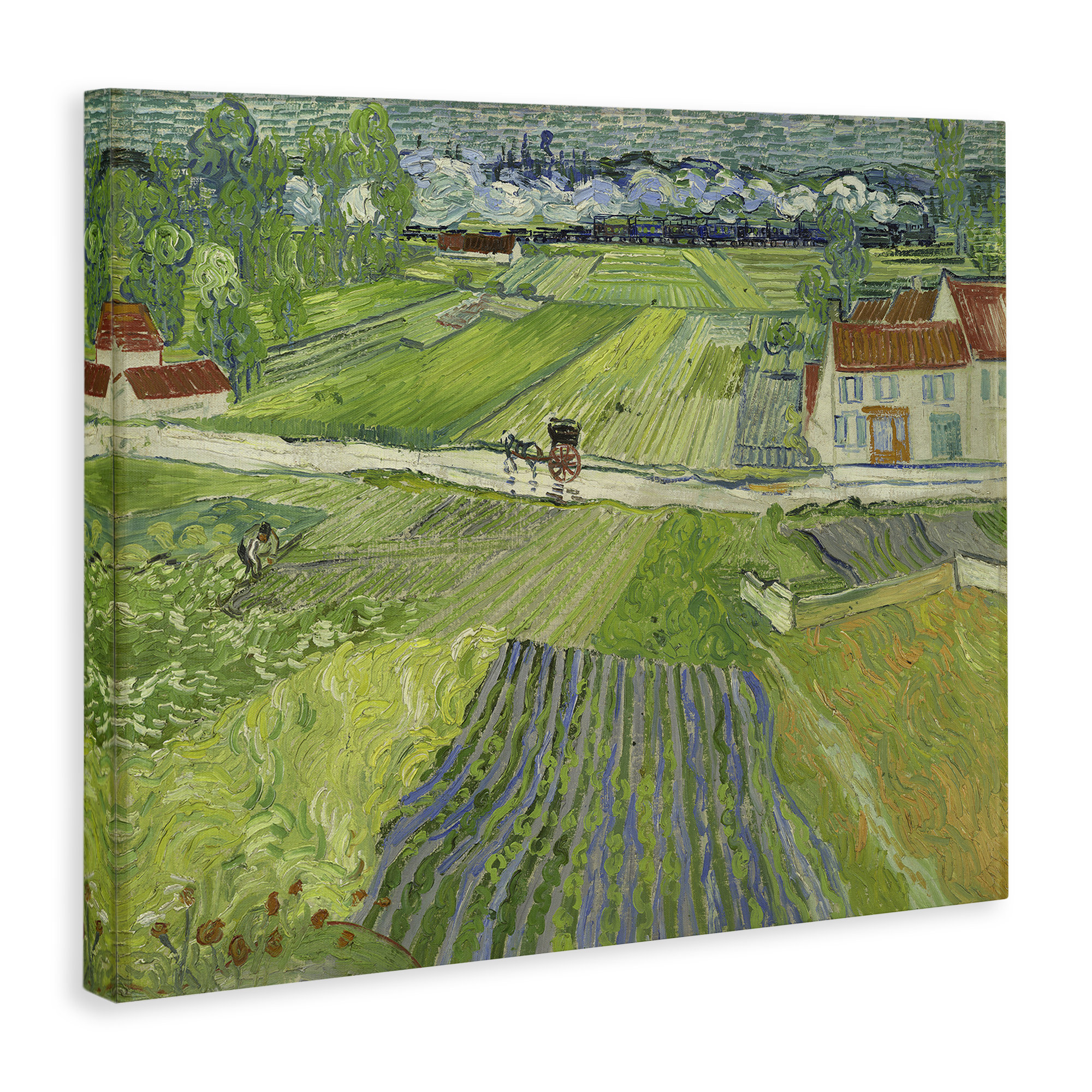 Red Barrel Studio® Van Gogh Carriage & Train Landscape Canvas Wall Art ...